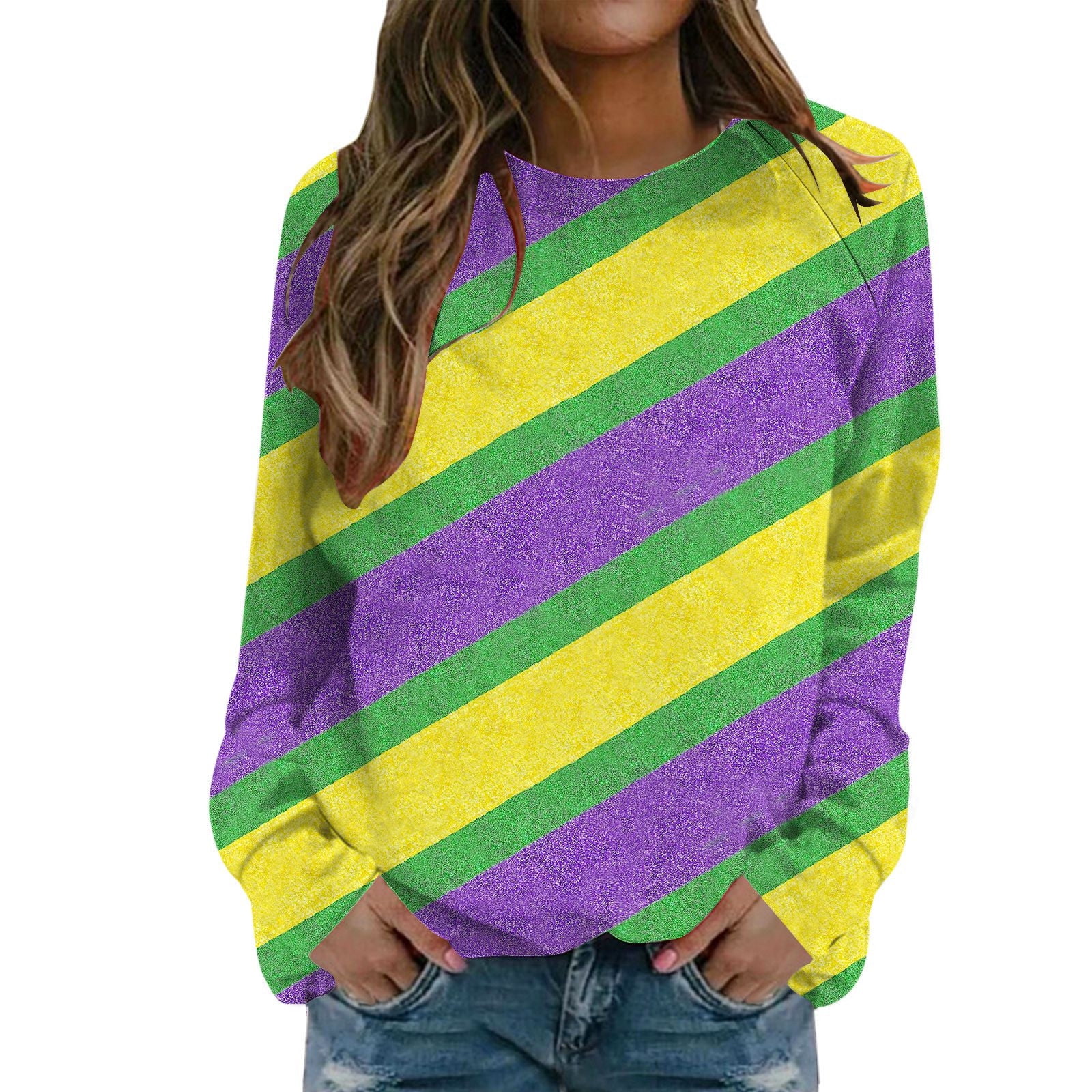2024 Womens Fashion Carnival Sweatshirt Printed Round Neck Long