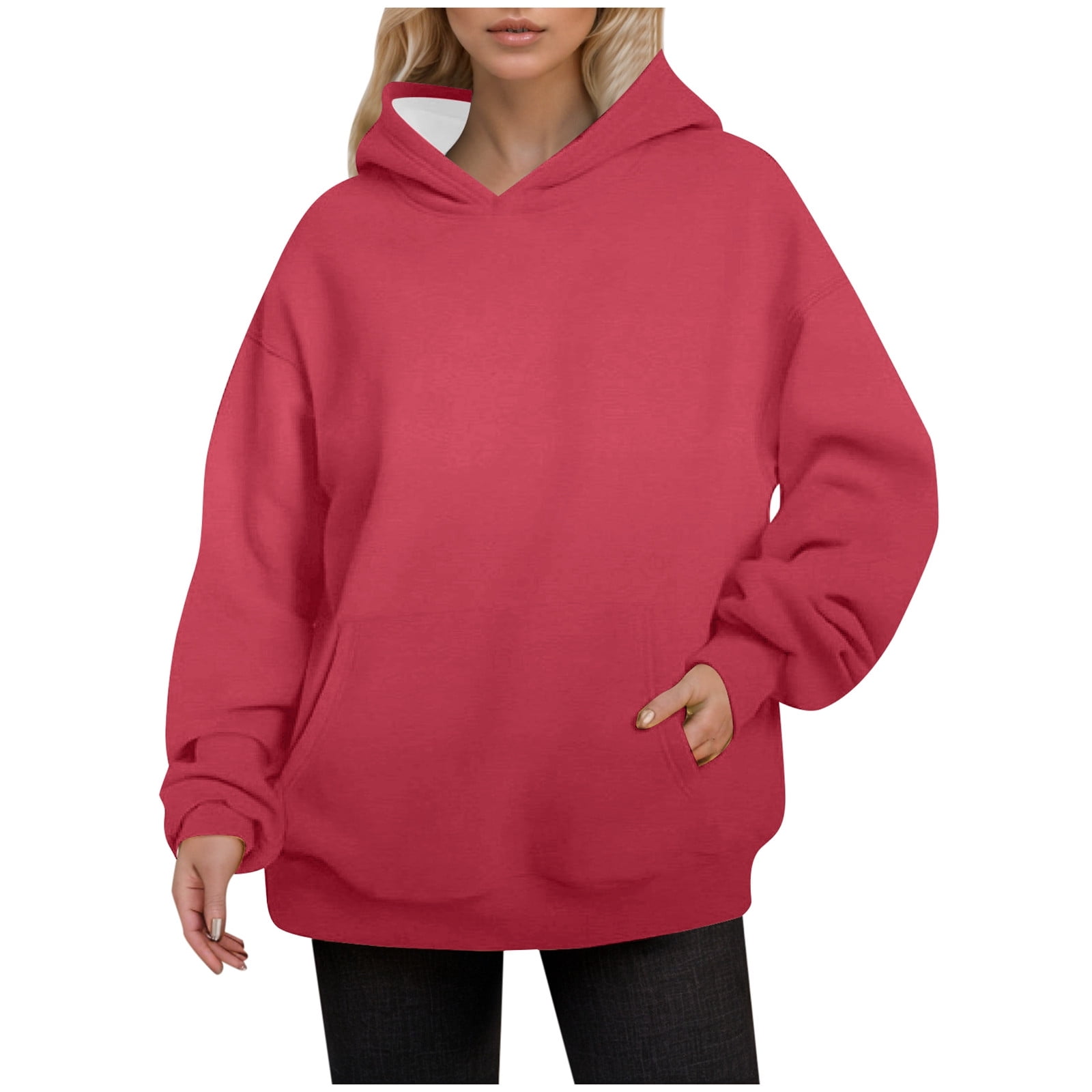 2024 Women's Hooded Long Sleeved Solid Color Hoodie Fall Fashion,Color ...