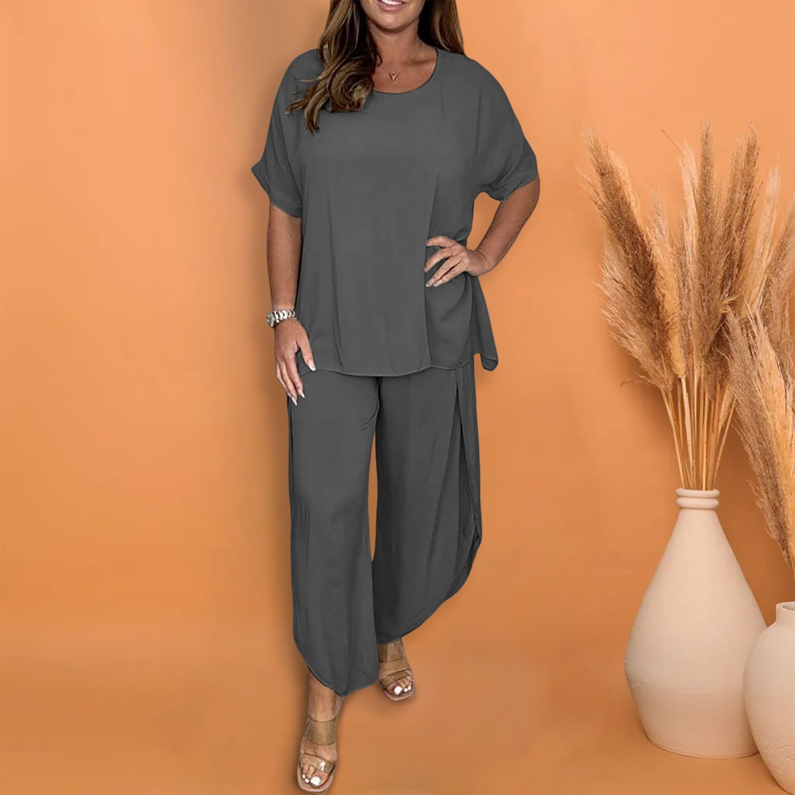 2024 Women's Two Piece Knit Matching Outfits High Neck Slim Fit Tops ...
