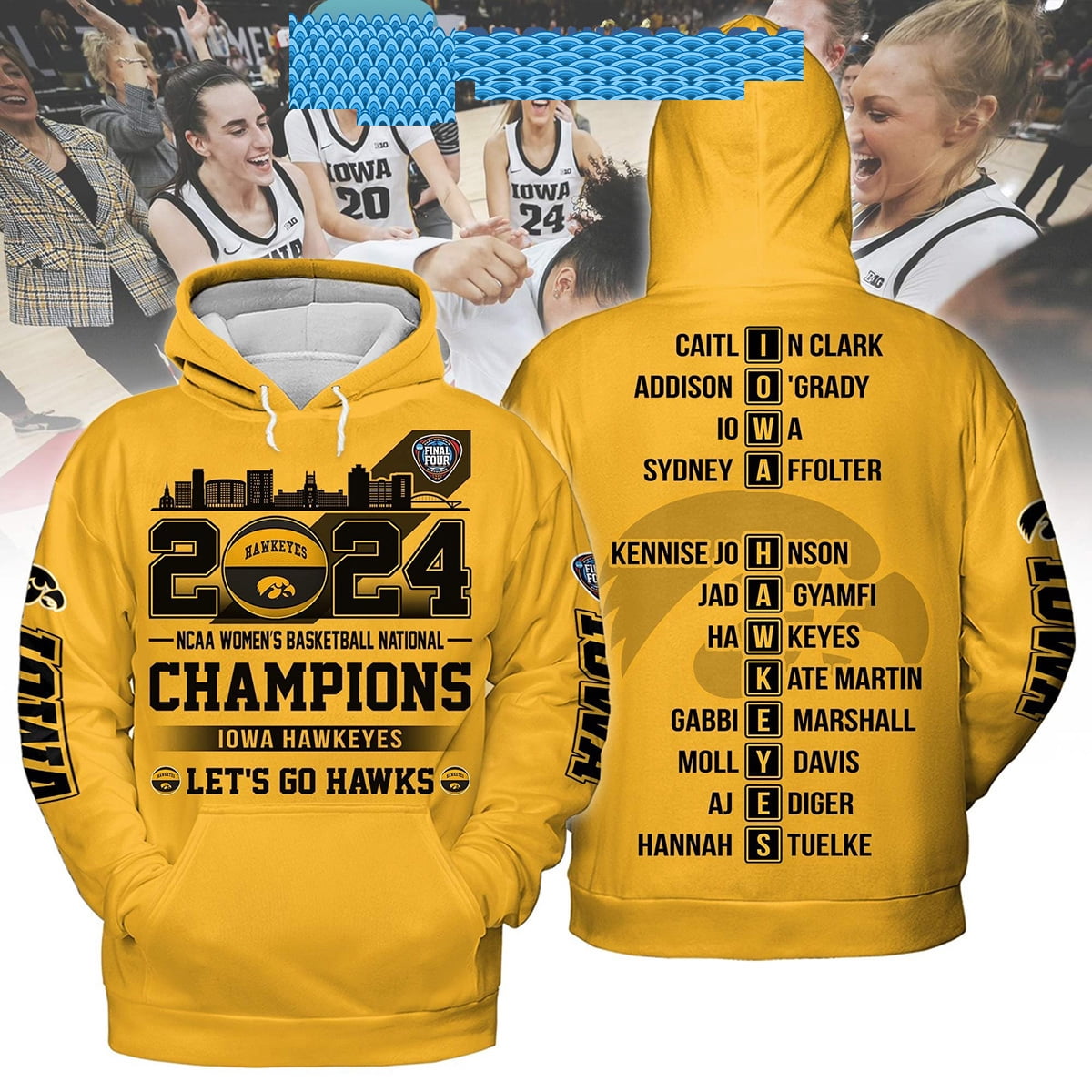 2024 Womens Basketball National Champions Iowa Hawkeyes Hoodie T Shirt ...