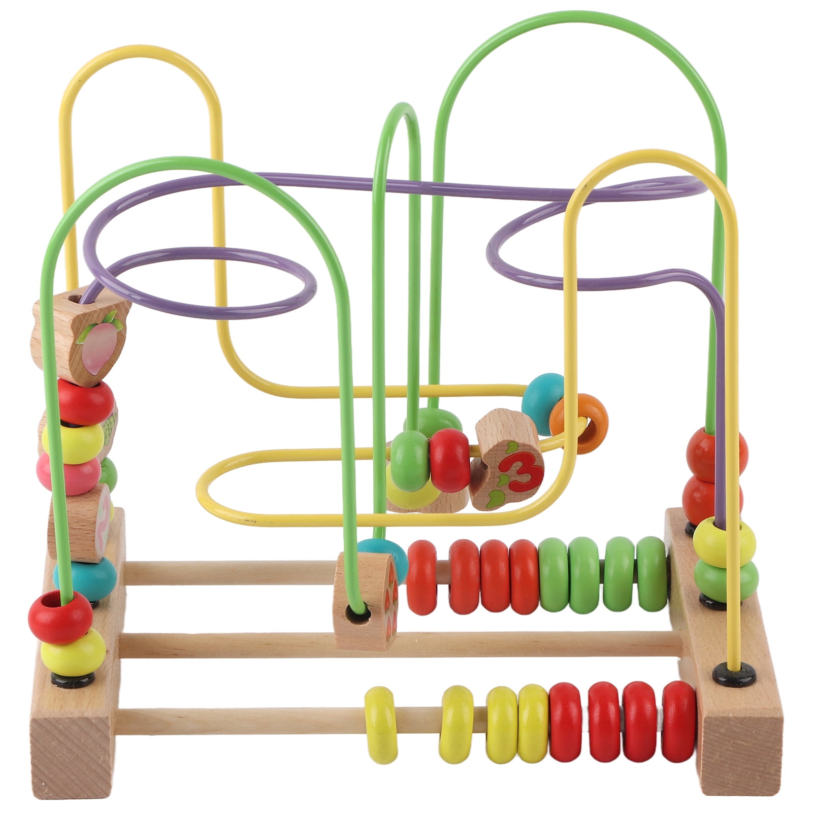 2024 Wooden Bead Maze Activity Cube Fruits Slide Abacus Toddler Roller ...