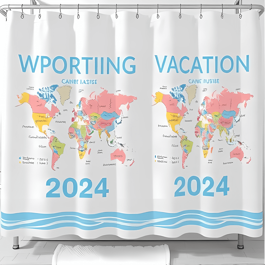 2024 World Map Shower Curtain - WPORTING & VACATION Design with Color ...