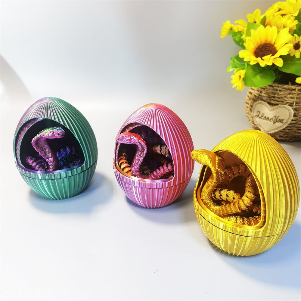 2024 new 3D Printed Snake with Egg, 3D Printed Animals, Gear Egg with ...