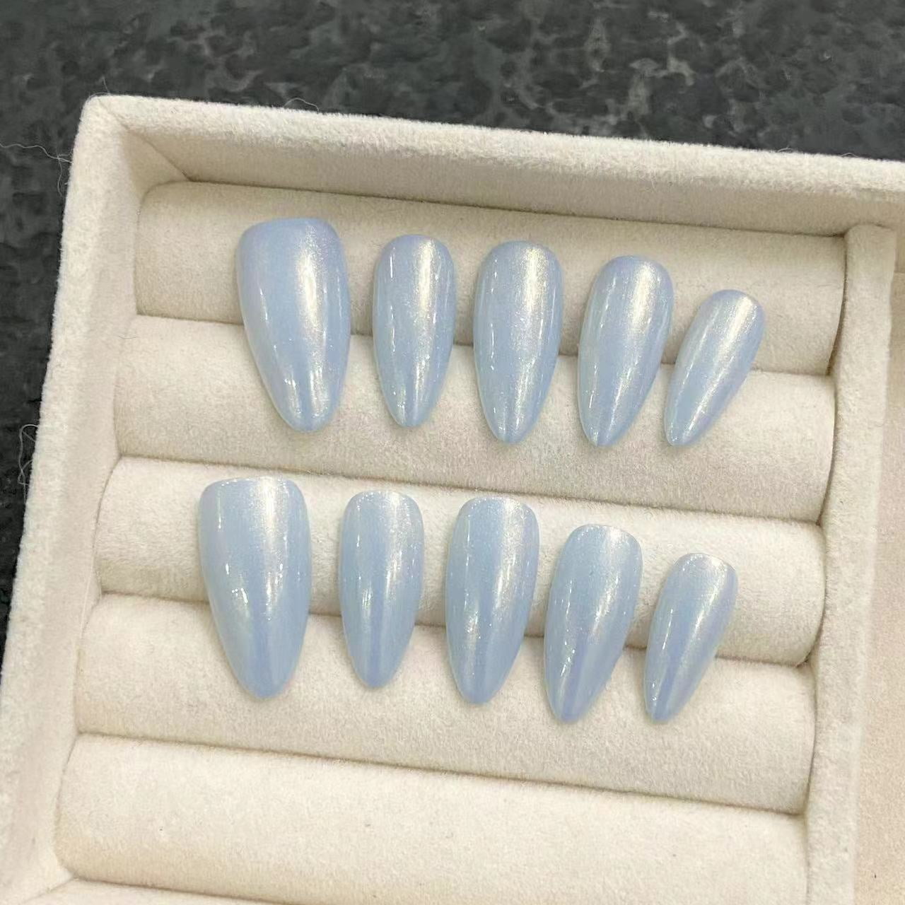 2024 new handmade wear armor versatile white simple electroplating cyan ...