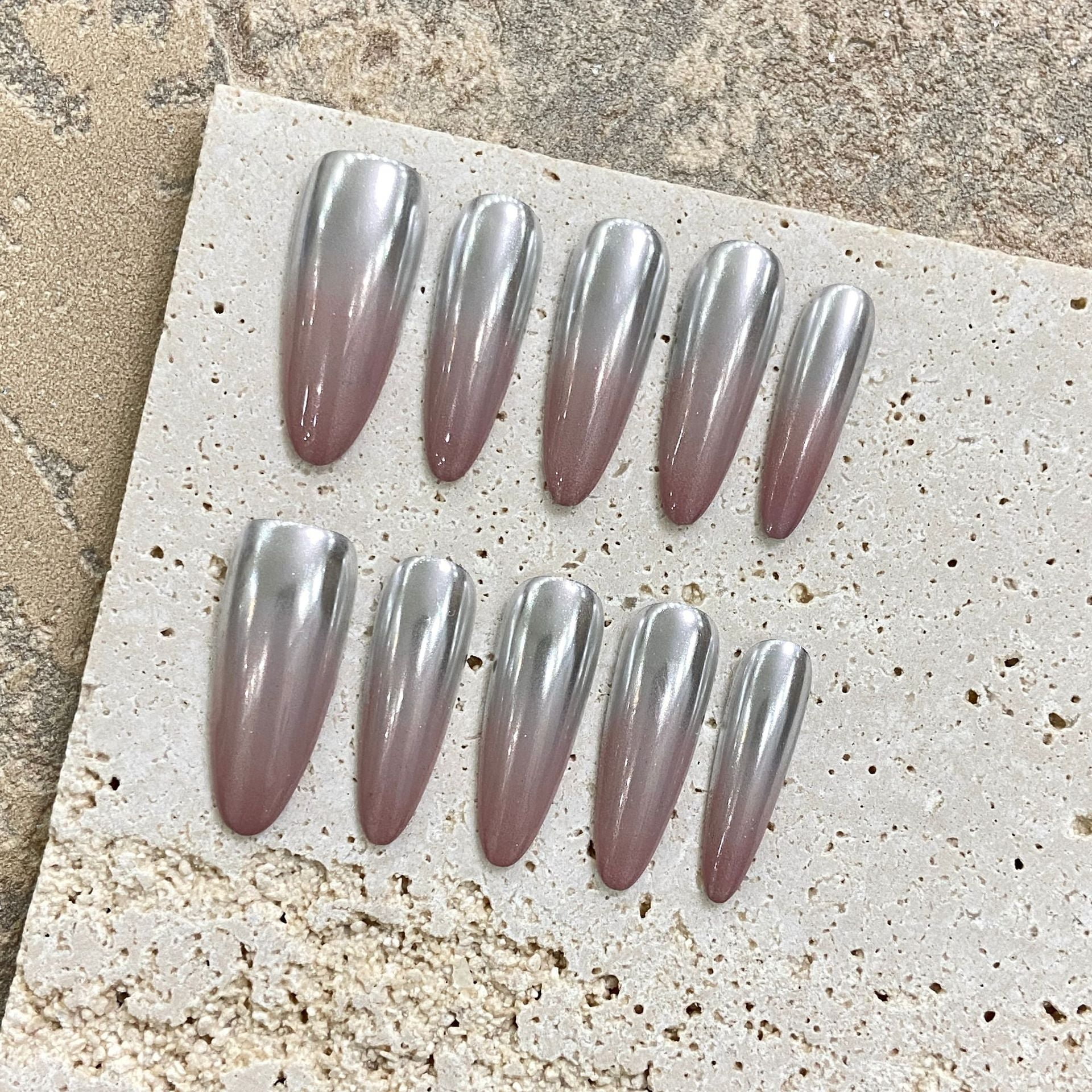 2024 new handmade wear nail Internet celebrity moonlight powder gradual ...