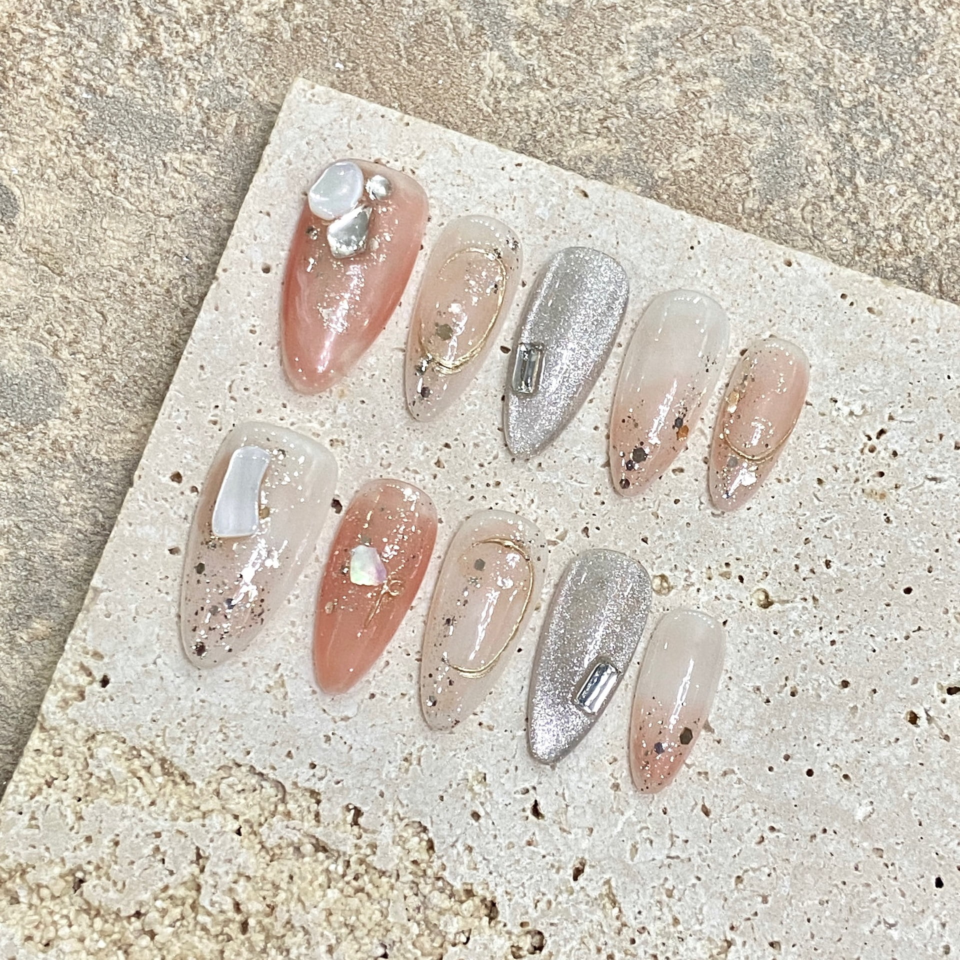 2024 new handmade wearing nail pure desire light luxury ice through cat ...
