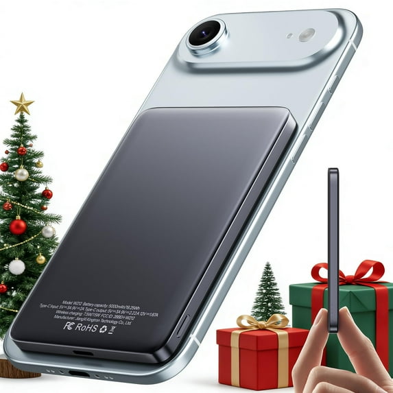 2025 0.3 Inches Ultra-Slim Nano Power Bank, 5000mAh Magnetic Battery ...