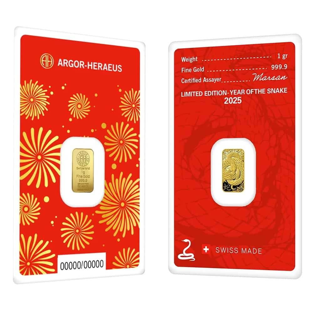 2025 1 Gram Argor Heraeus Lunar Snake Gold Bar (in Assay) - Walmart.com