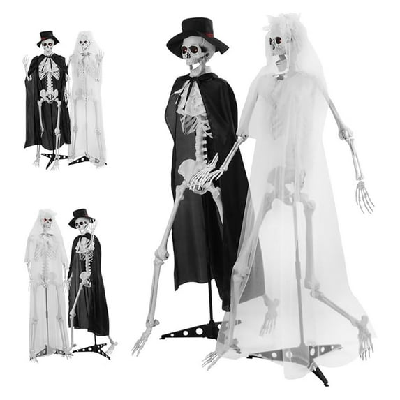 2025 1 Pair 65" Life Size Skeleton Decorations - Posable Bride & Groom ...