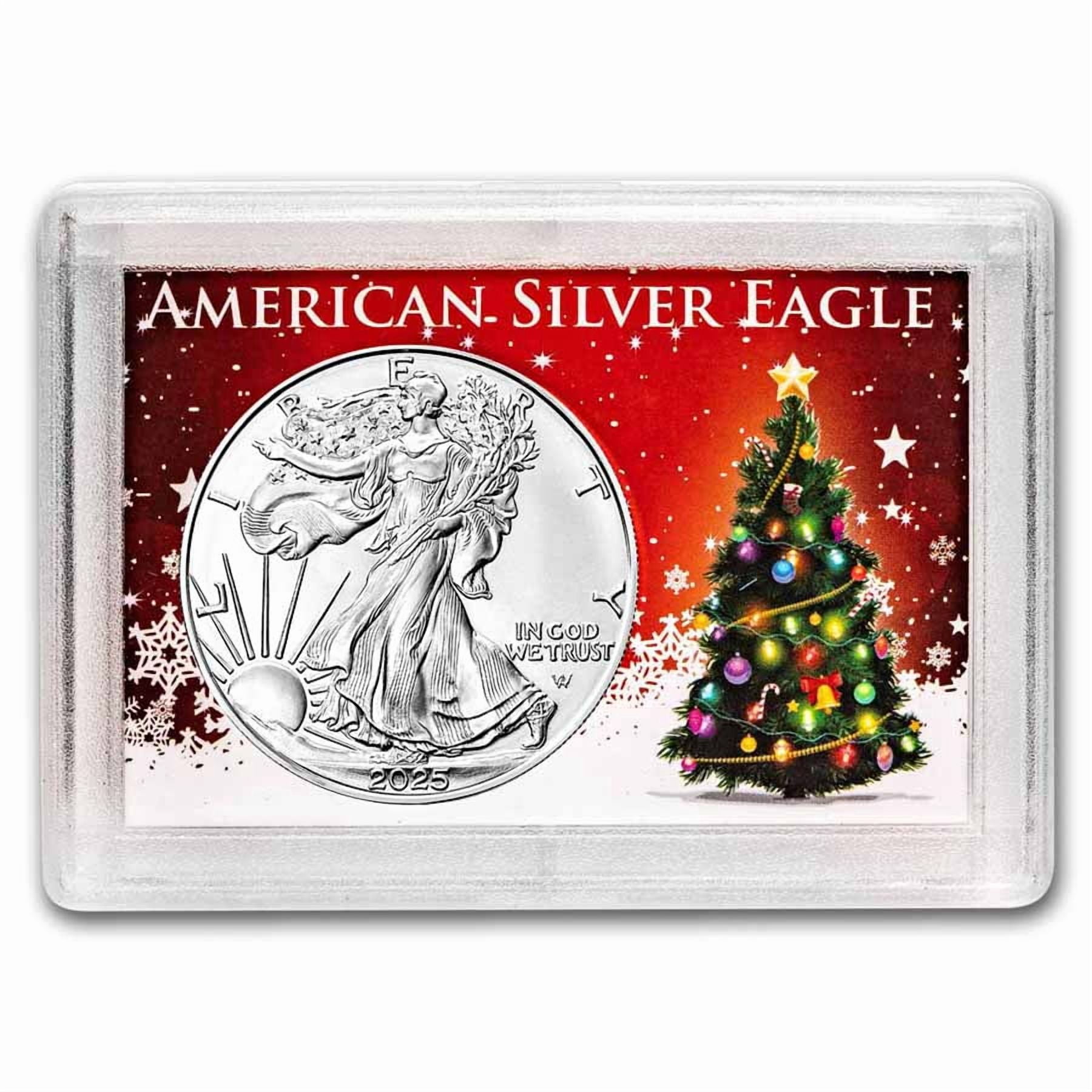 2025 1 oz American Silver Eagle - w/Harris Holder, Christmas Tree ...
