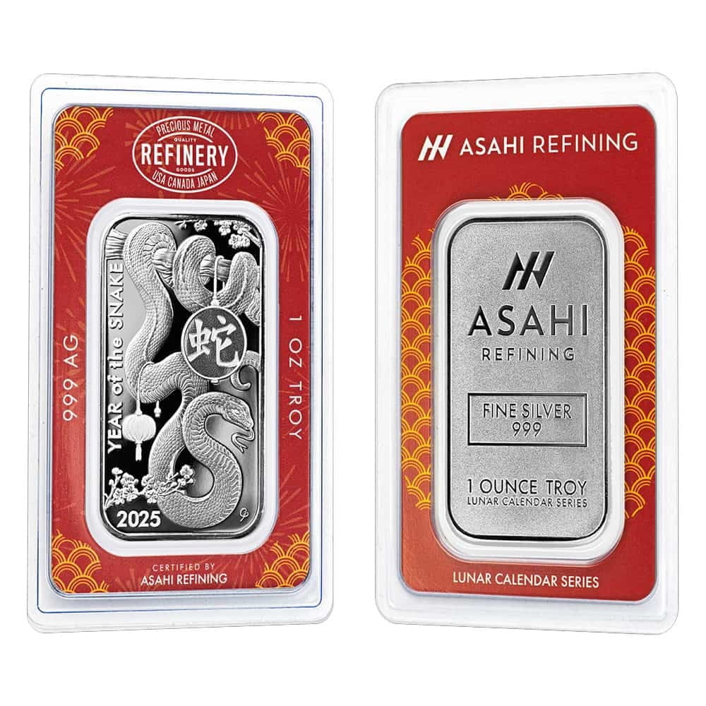 2025 1 oz Asahi Lunar Snake Silver Bar .999 Fine in Assay - Walmart.com