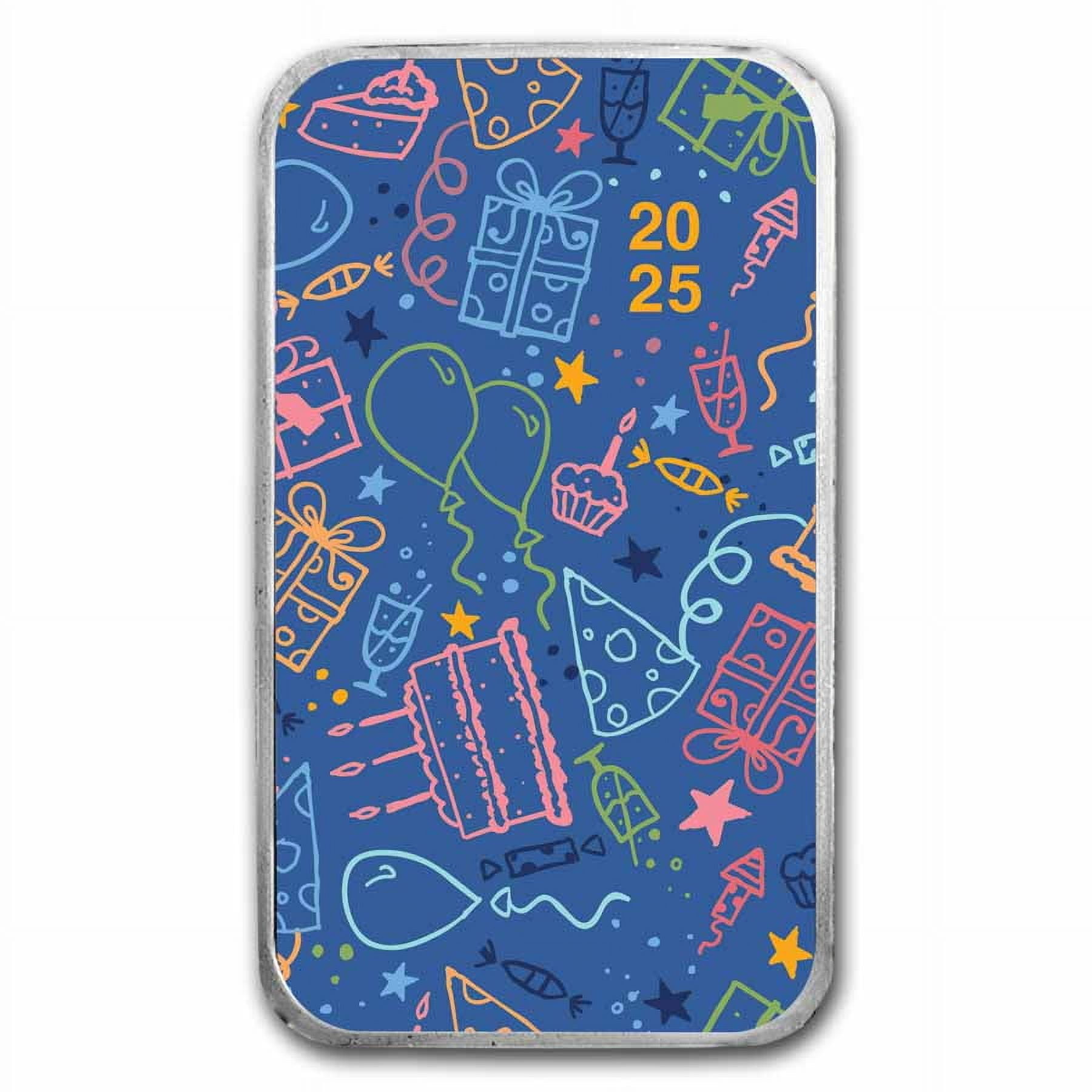 APMEX 1 oz Pure Silver Colorized Birthday Celebration Bar - Walmart.com