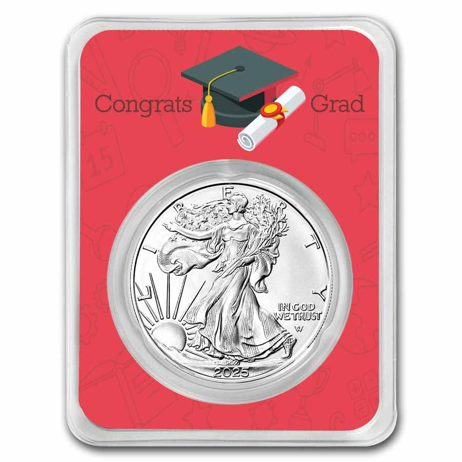 2024 1 oz Silver American Eagle Coin - Graduation Gift, Red Card ...