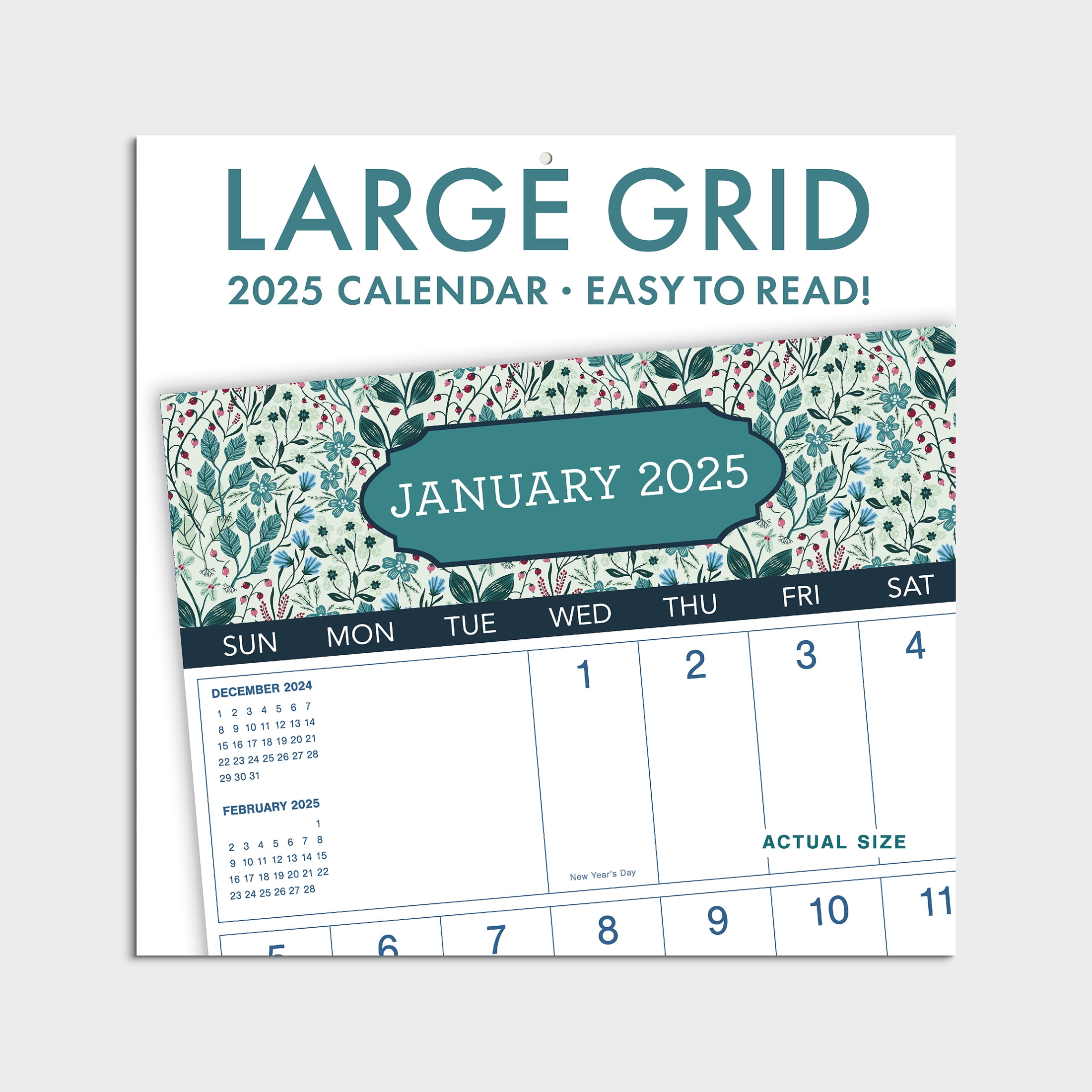 2025-12 Month Hanging Wall Calendar-Large Grid Floral-12x12 by ...