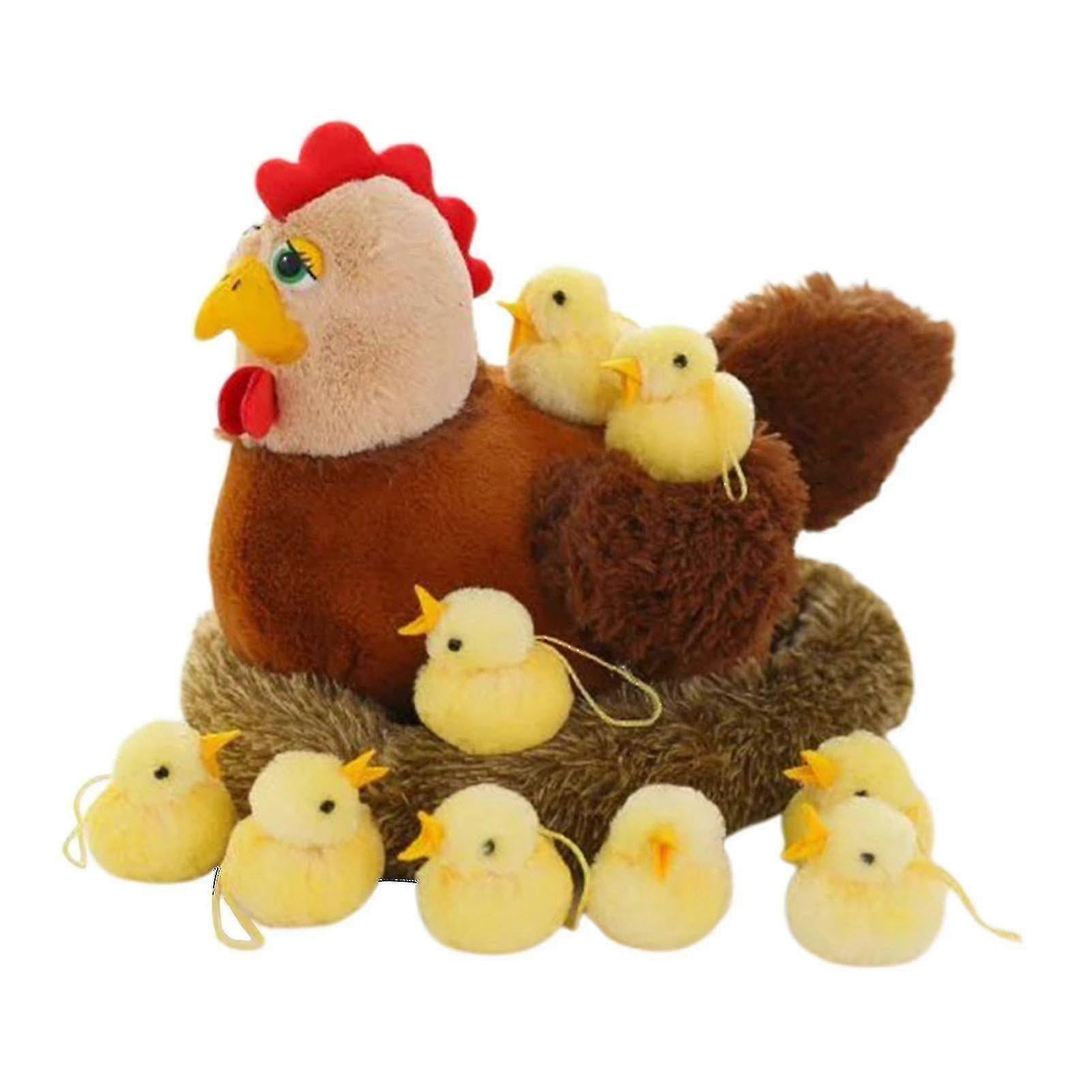 2025 13.8 Inch Plush Egg Laying Hen Chicken , Henhouse And 10 Little ...
