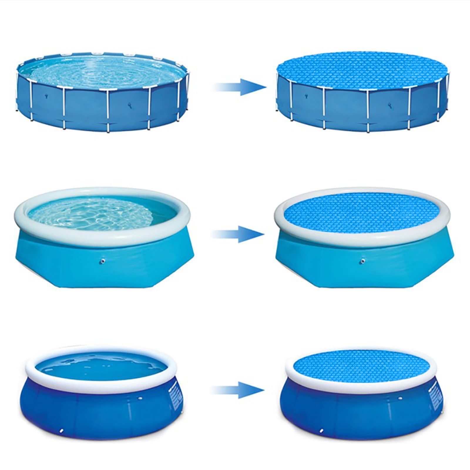 2025 177IN Round Solar Pool Cover - Blue Bubble Thermal Blanket for ...