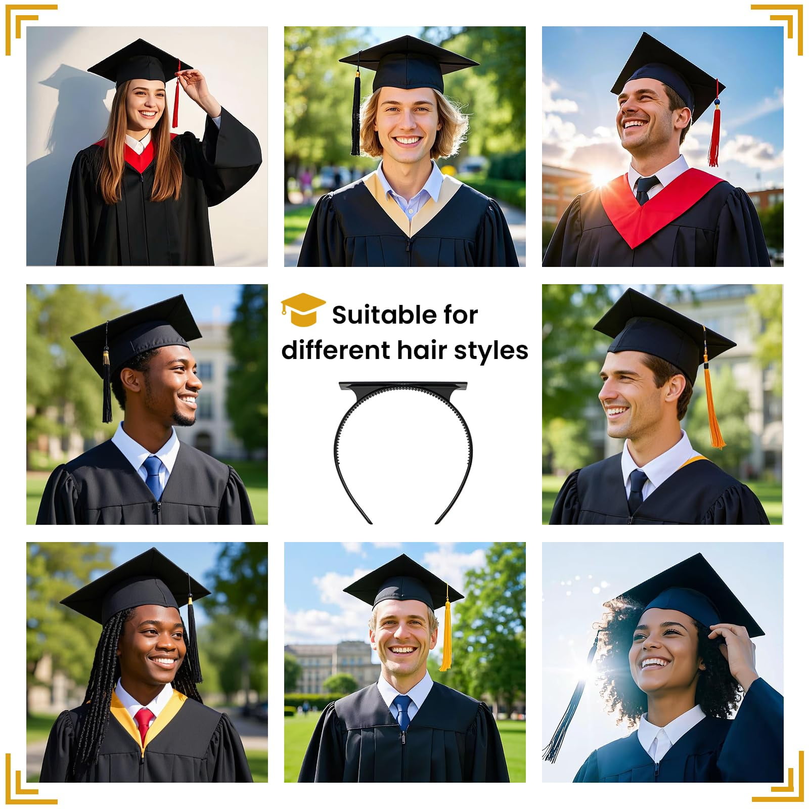 2025 2 Pack Graduation Cap Headband,Upgrade Grad Cap Headband Insert ...