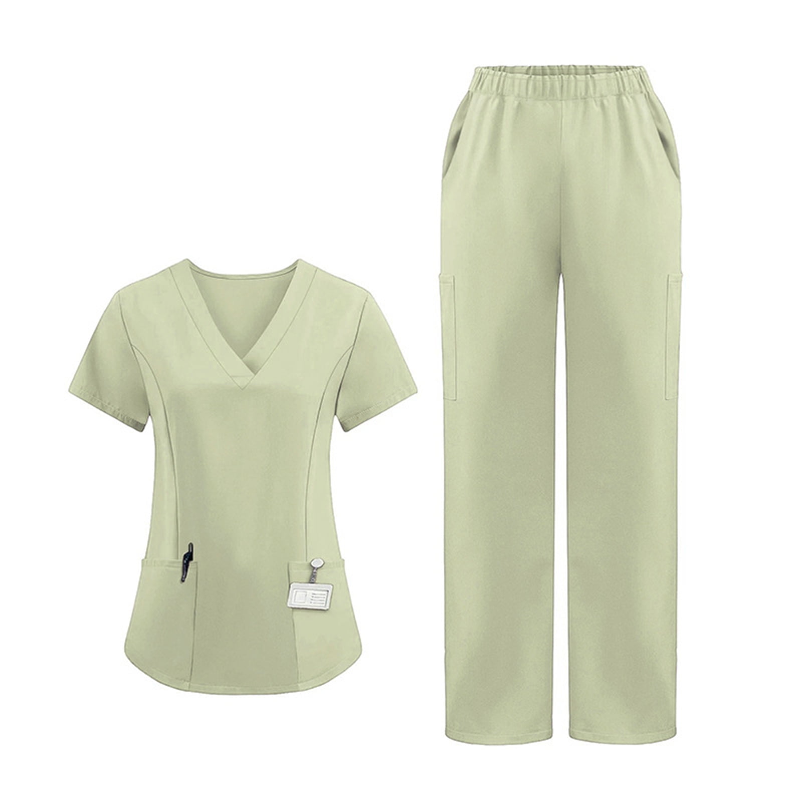 2025 2 Pcs Scrubs for Women Set Plus Size Stretchy Medical Uniformes ...