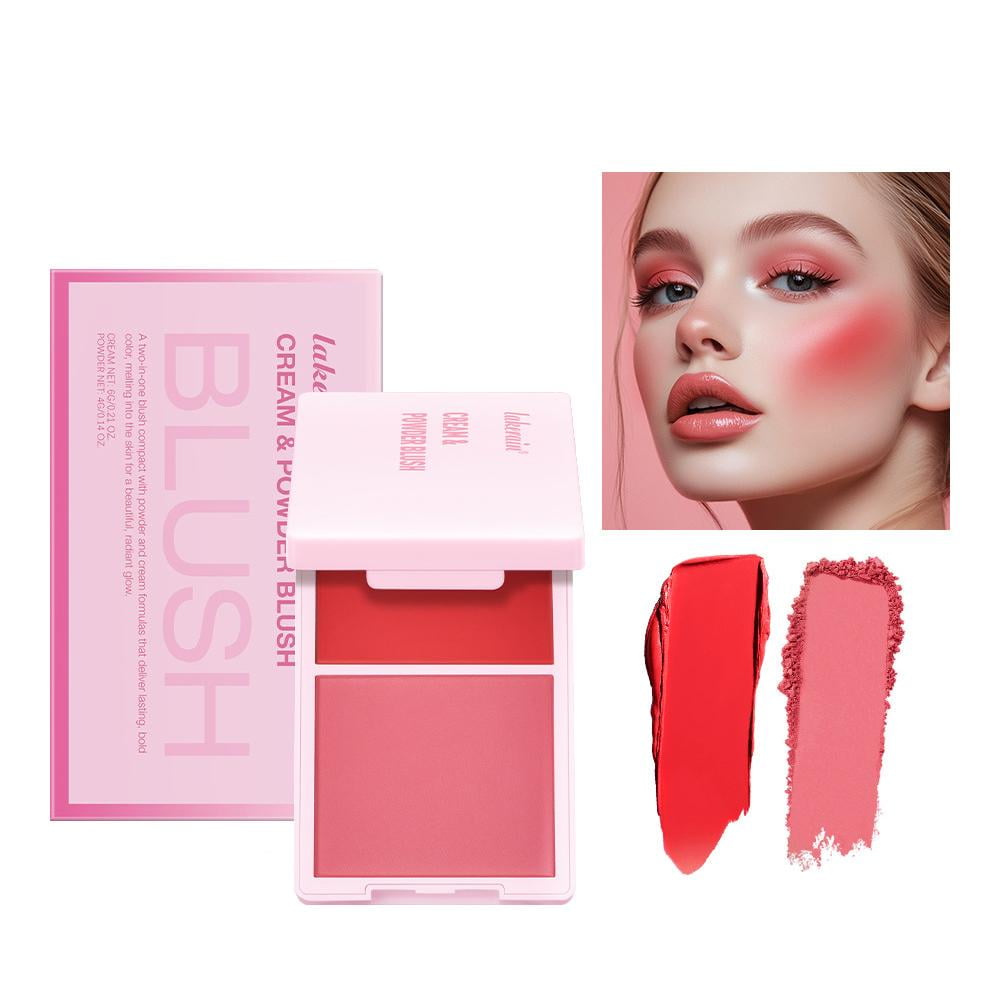 2025—2-in-1 Blush Highlighter Palette Face Matte Illuminated Powder ...