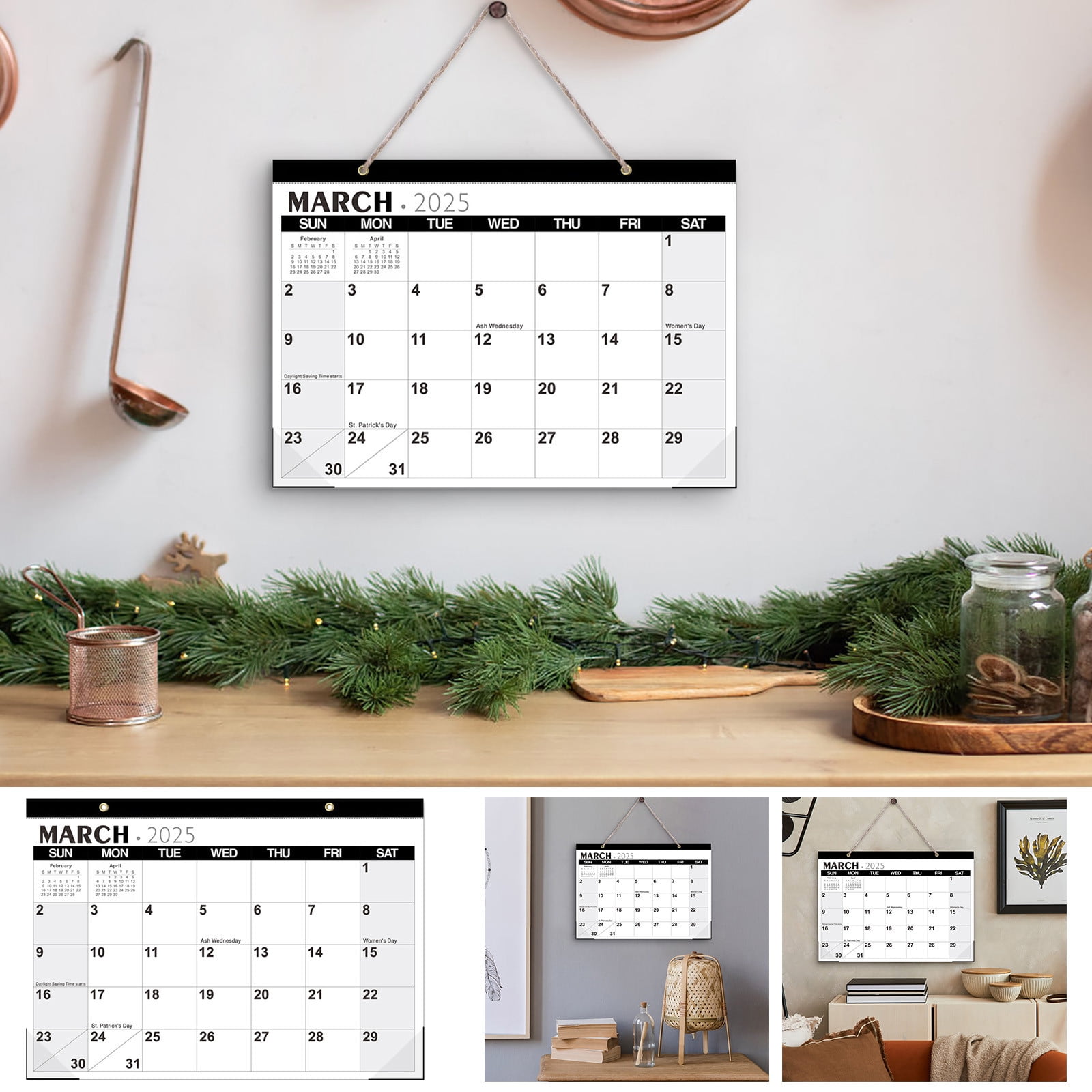 2025-2026 Desk Wall Calendar,Large Monthly Covers January 2025 to June ...