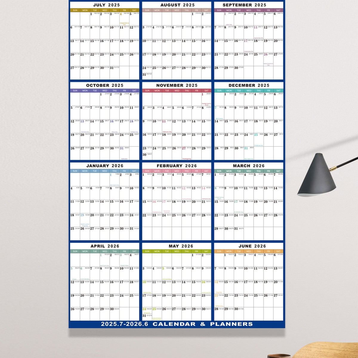 2025-2026 Dry Erase Calendar - Yearly Wall Calendar 2025-2026, Wall ...