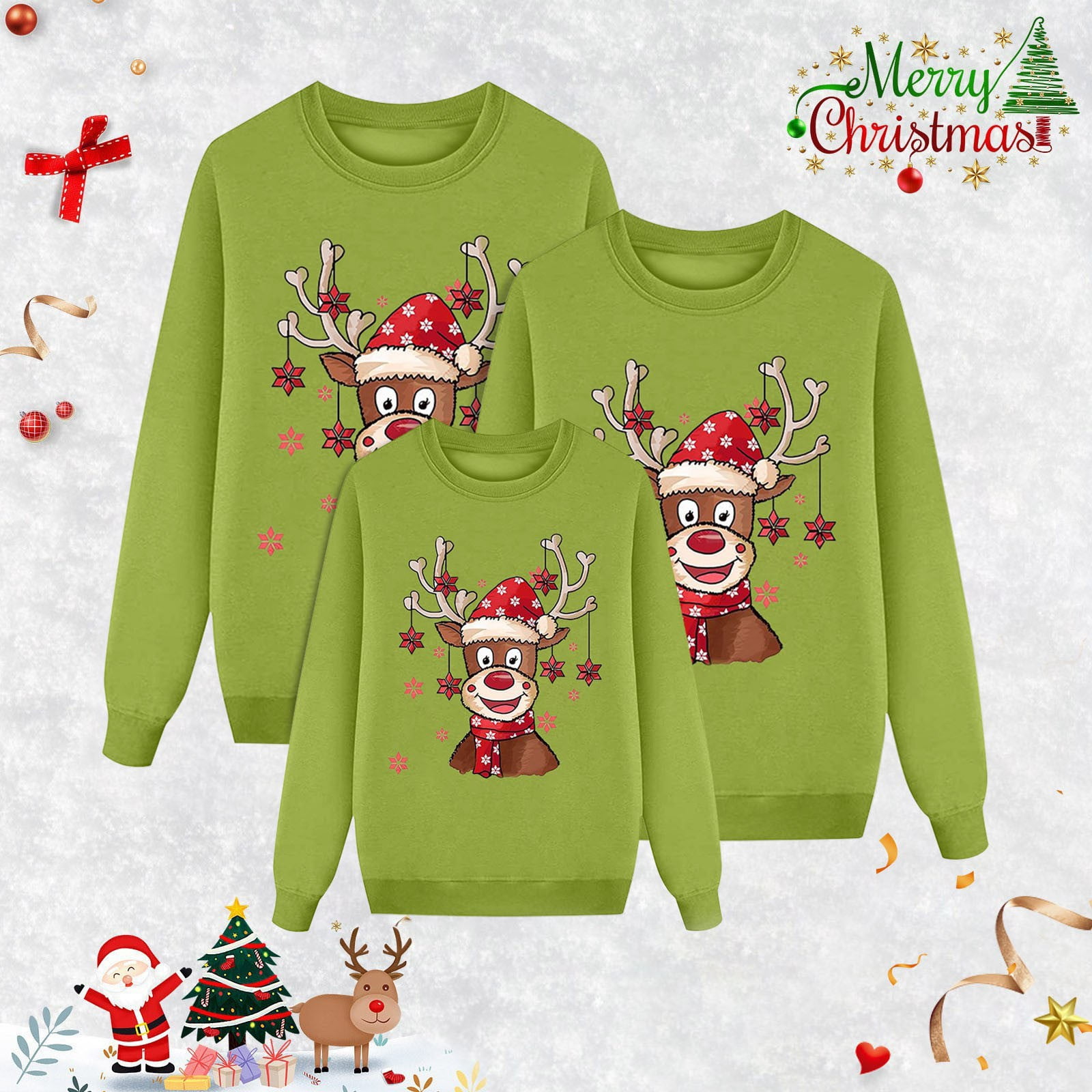 2025-2026 Family Christmas Outfits Comfortable Long Sleeved O-Neck Mom ...