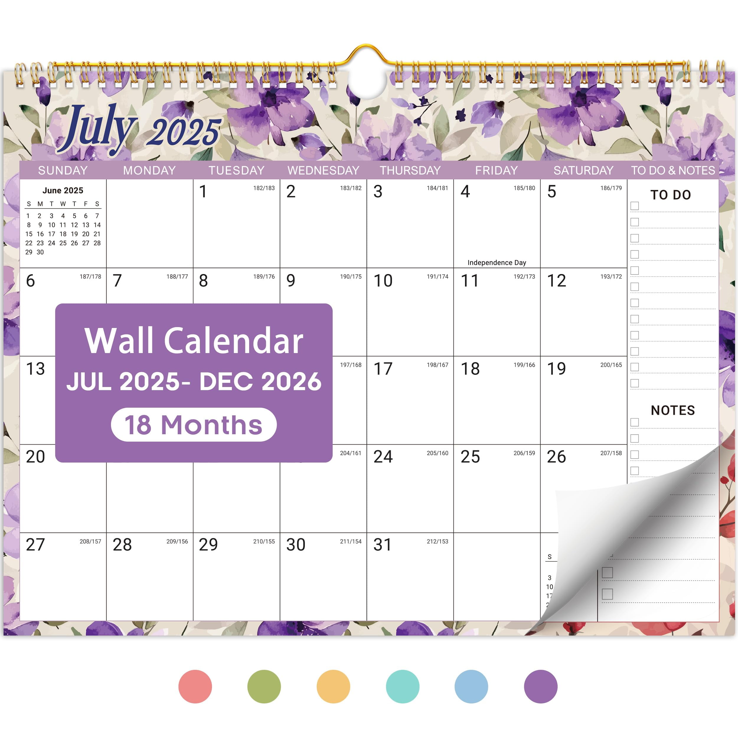 2025-2026 Wall Calendar, 18-Month Planner from July 2025 to December ...