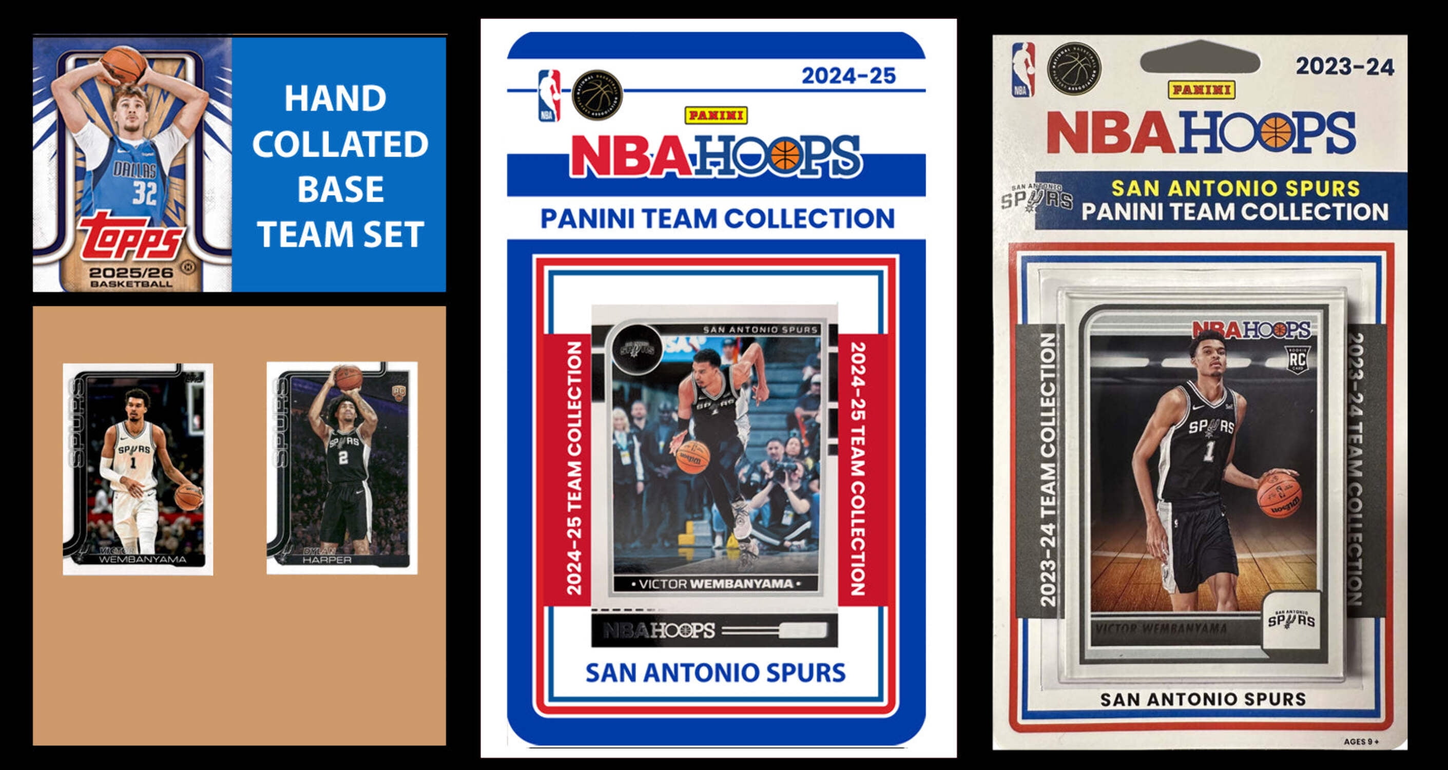 2025-26 2026 Topps SA Spurs Team Set + 2024 2023 Panini Hoops ...