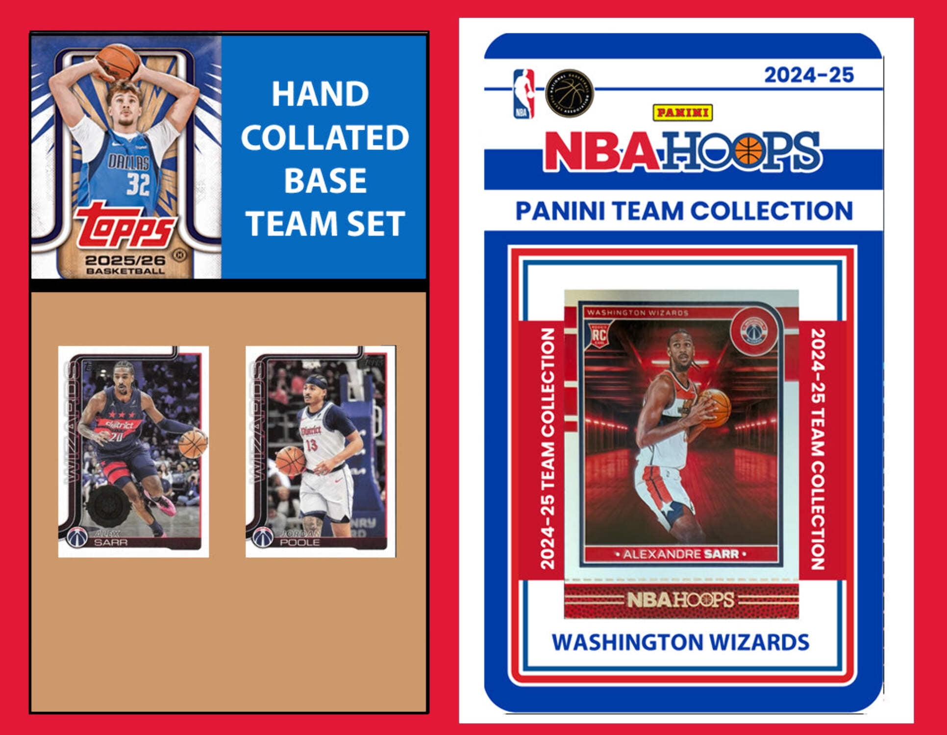 2025-26 2026 Topps Washington Wizards Team Set + 2024 Panini Hoops Sarr ...