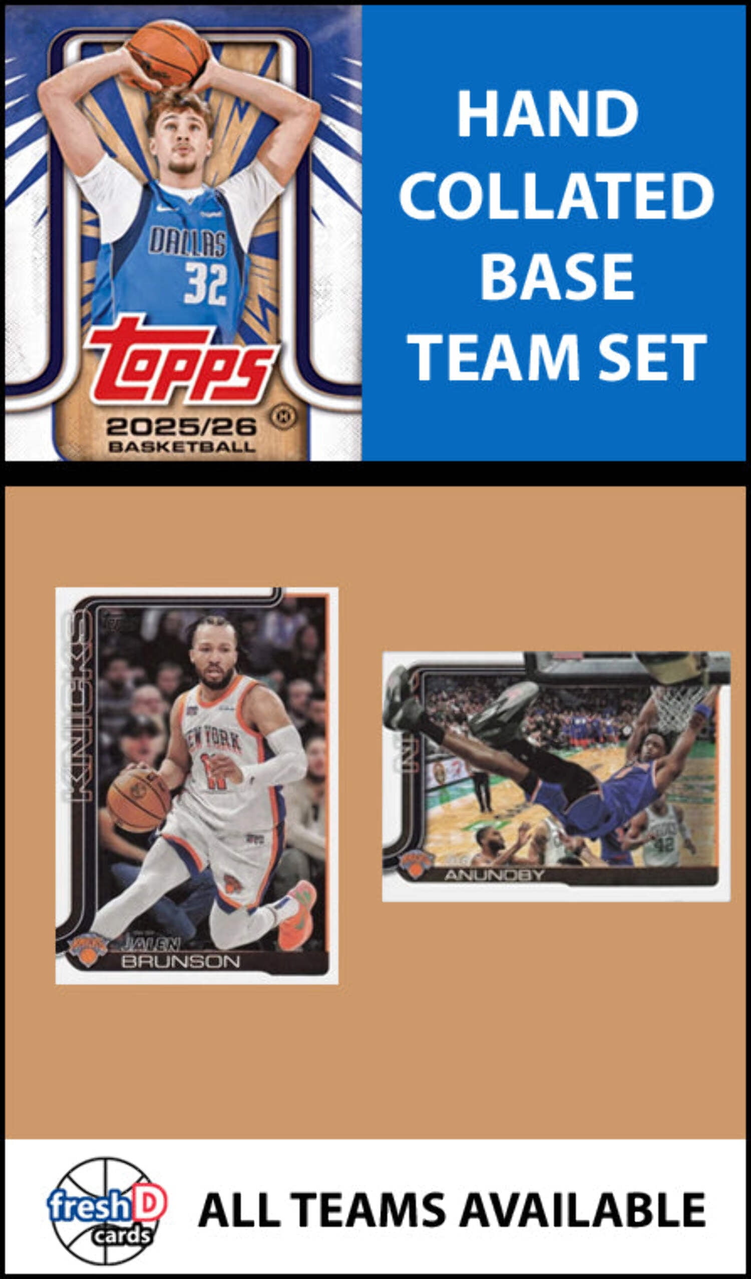 2025-26 Topps Flagship Team Set New York Knicks Jalen Brunson OG ...