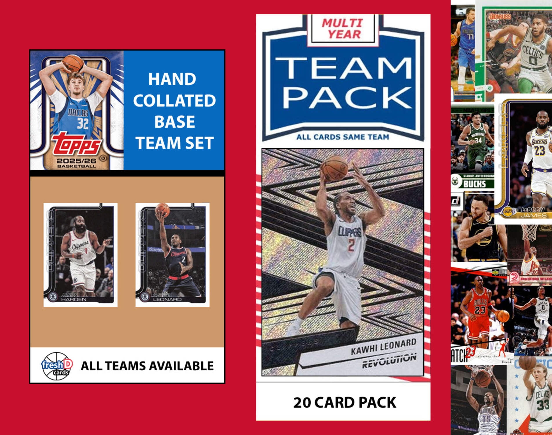 2025-26 Topps Team Set + Multiyear Pack LA Clippers 2025 2024 Kawhi ...