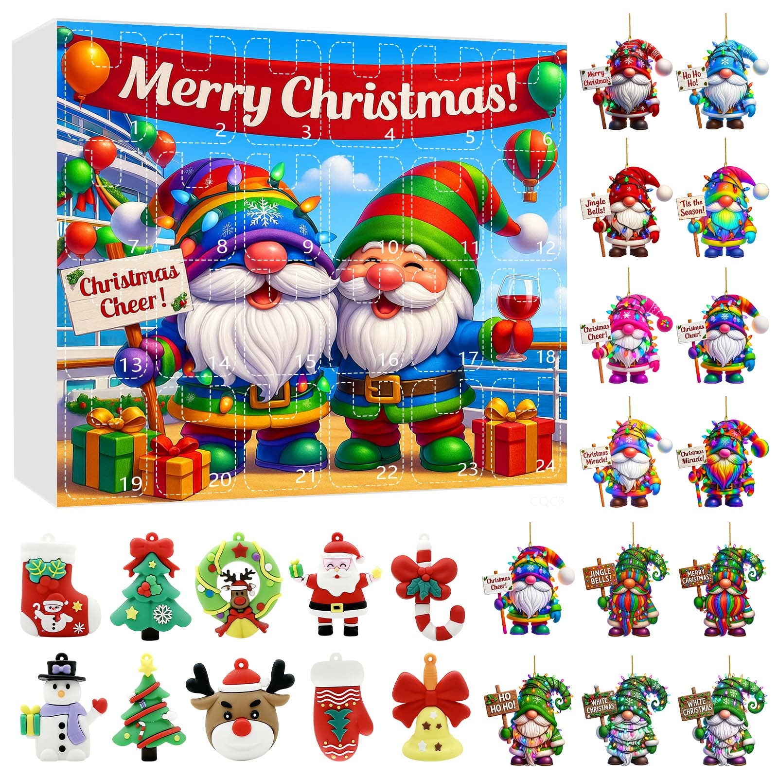 2025 2D/3D Gnome Ornament Advent Calendar - 12 Double-Sided Flat Gnomes ...