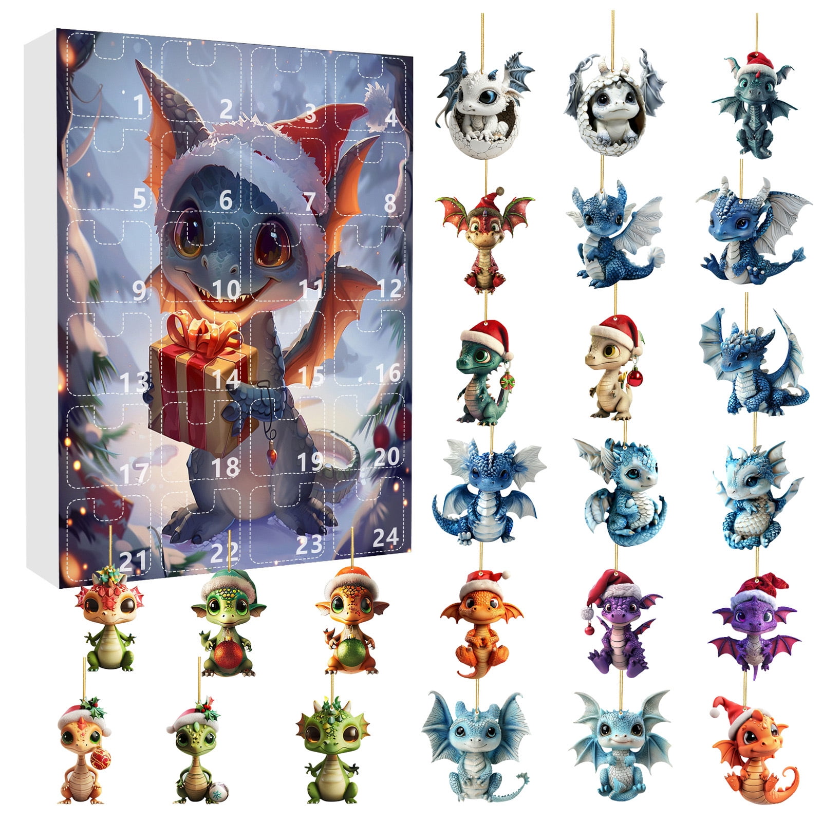 2025 2D Dragon Advent Calendar-24 Days Countdown Dragon Pendants for ...