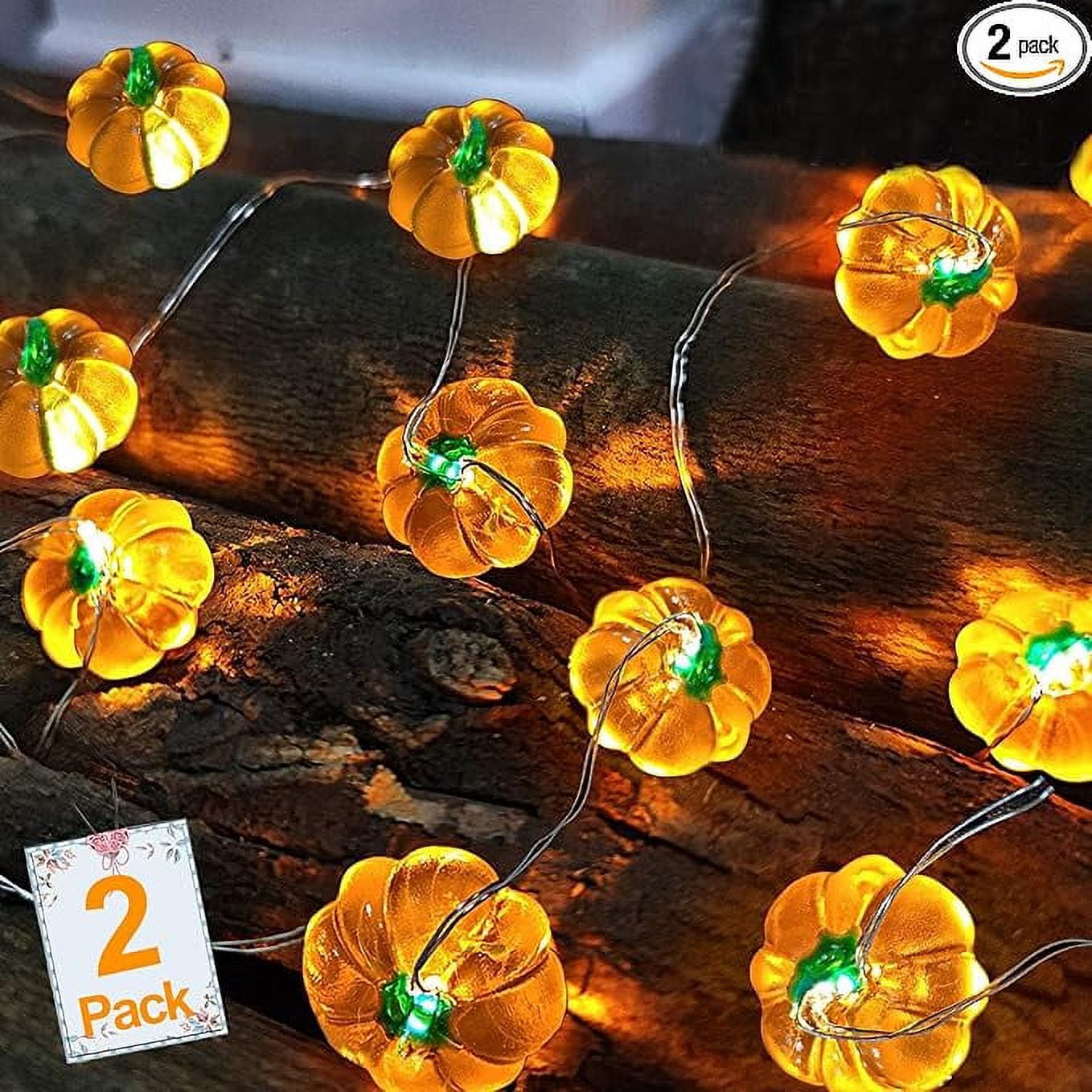 2025! 2PCS Pumpkin Lights Battery Operated, LED Fall Lights Outdoor ...