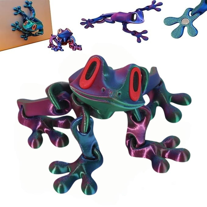 2025 3D Printed Creative Magnetic Frog Refrigerator Magnet, Movable ...
