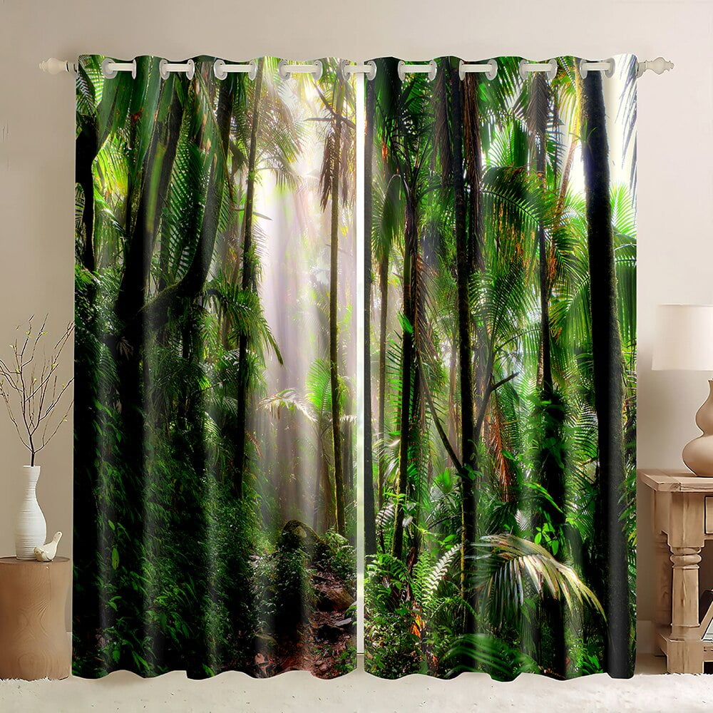 2025 3D Printing Forest Tree Landscape Thin Window Curtains Jungle Wild ...