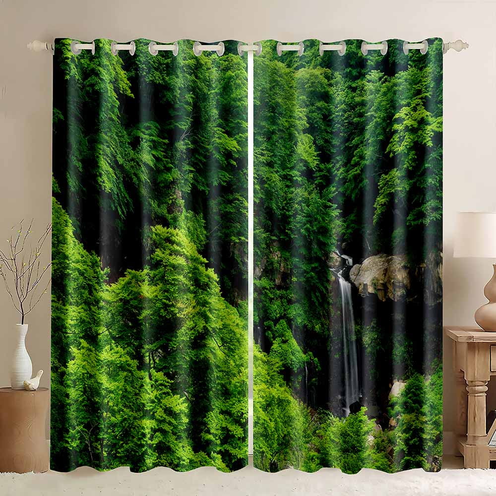 2025 3D Printing Forest Tree Landscape Thin Window Curtains Jungle Wild ...