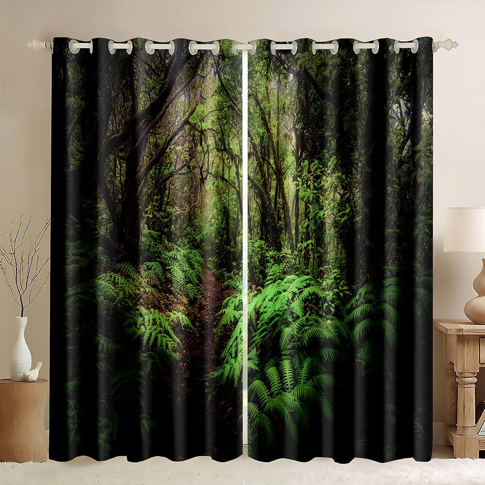 2025 3D Printing Forest Tree Landscape Thin Window Curtains Jungle Wild ...