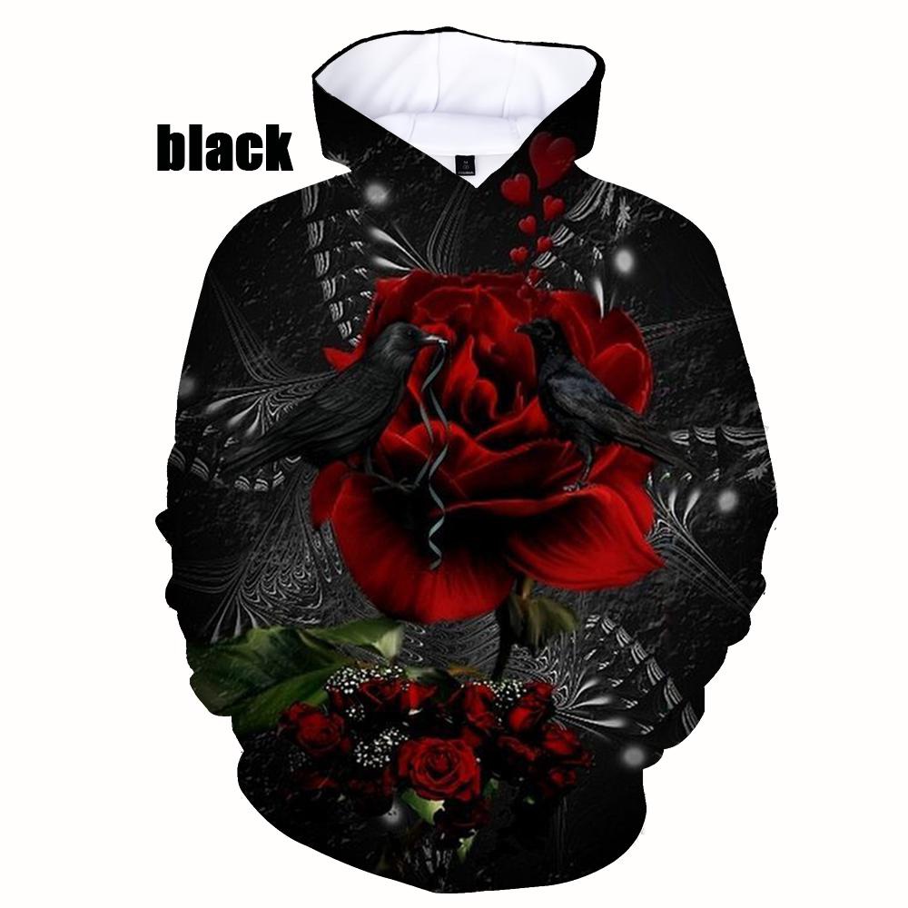2025 3d Print Art Rose Print Casual Sweatshirt Loose Oversized Couples ...