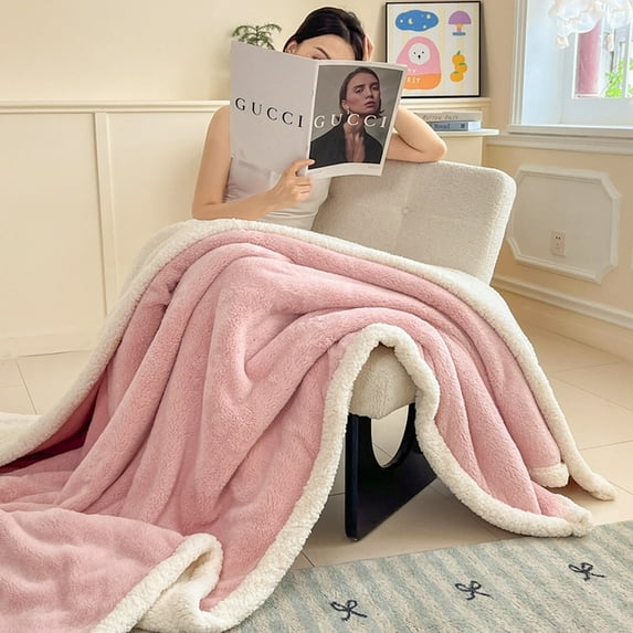 2025 A-Class Soft Cotton Half-Fleece Double-Layer Lamb Wool Blanket ...