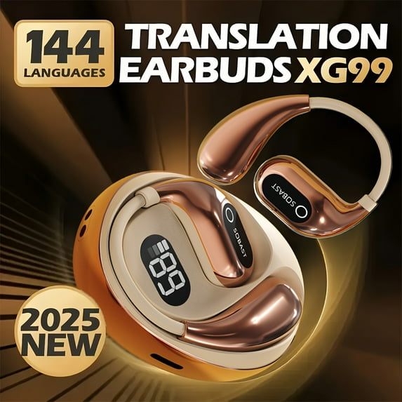 2025 AI Translator Earbuds | Real-Time 199 Languages, LED Display, Open ...