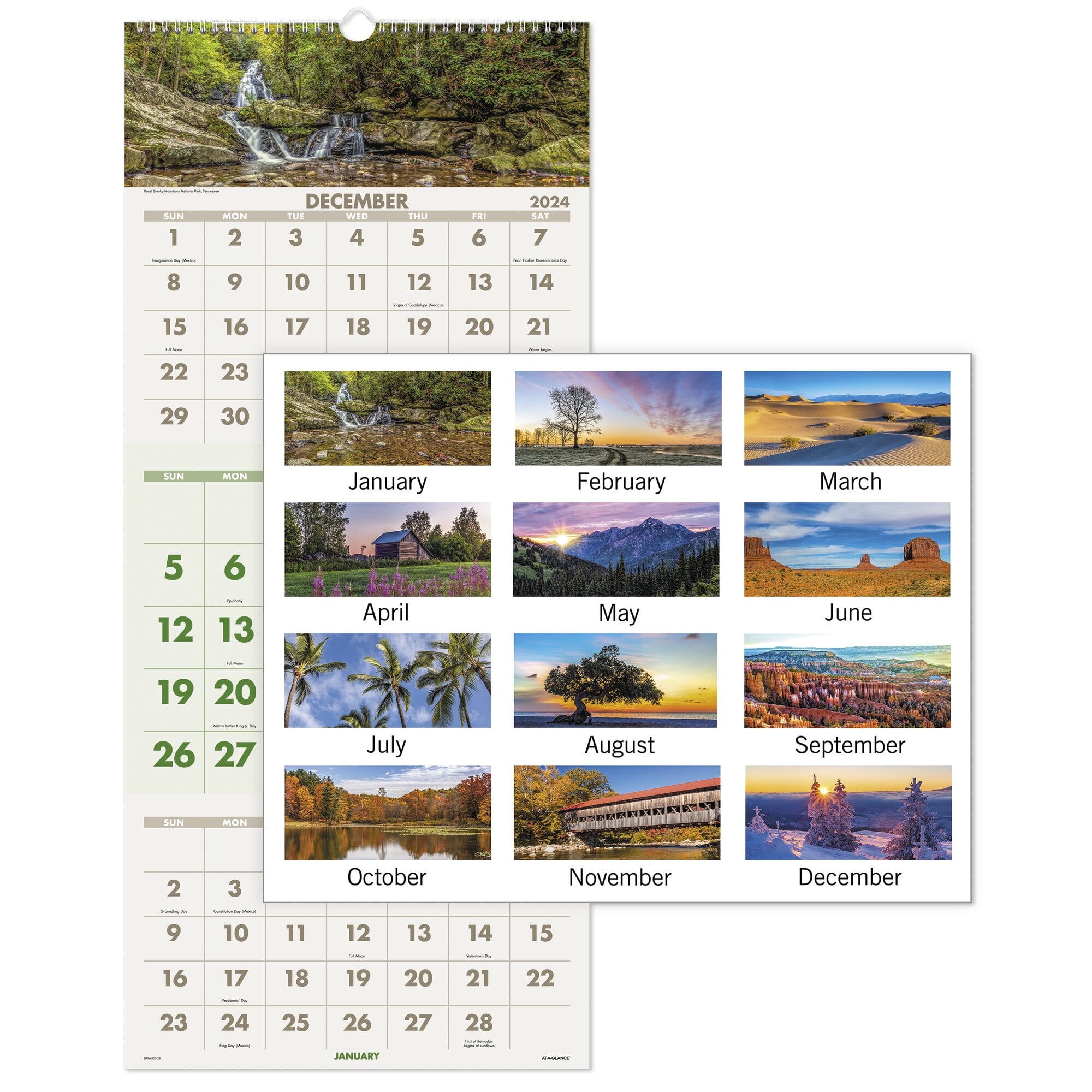 AT-A-GLANCE 2025 Scenic Three Month Wall Calendar Large 12 x 27 ...
