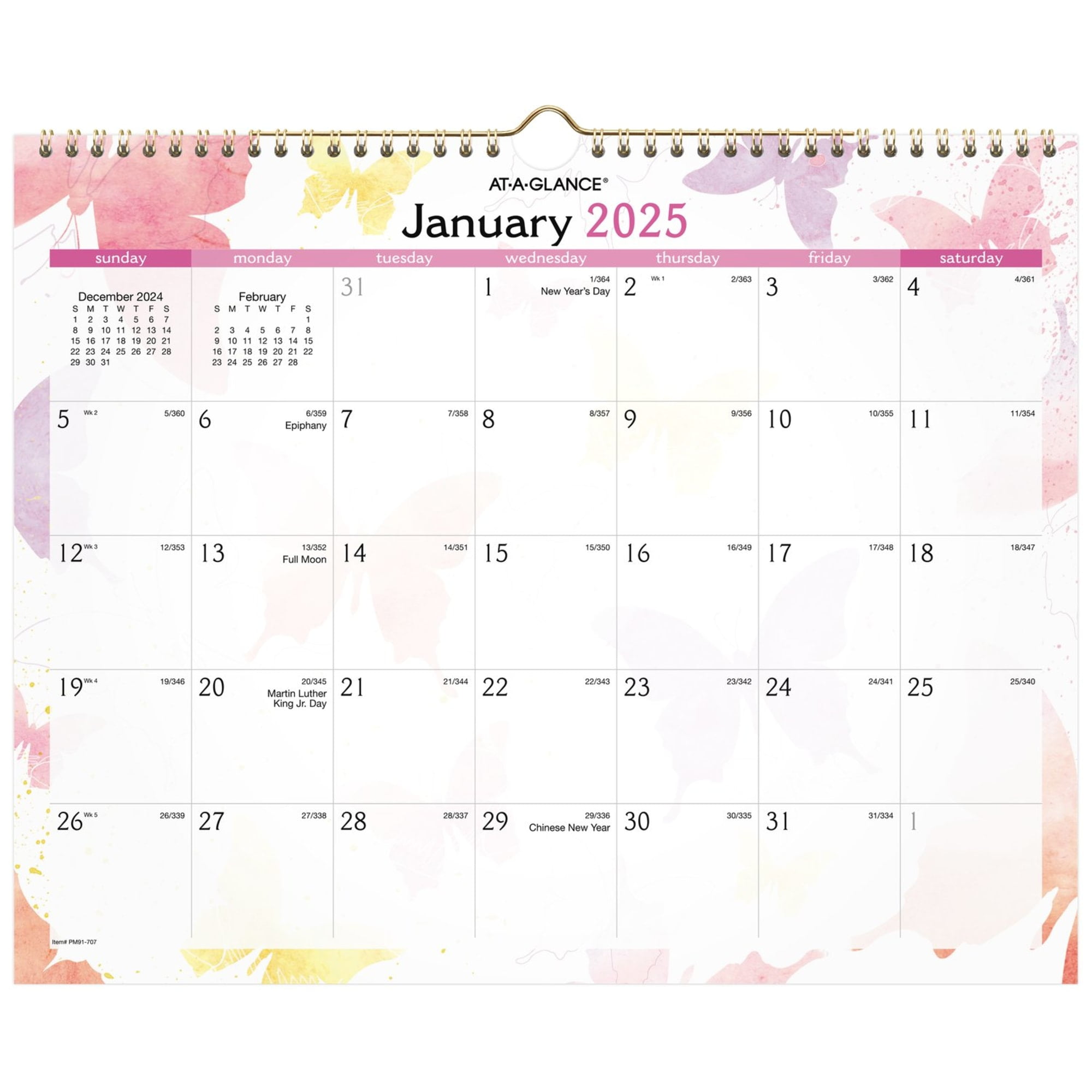 2025 AT-A-GLANCE® Monthly Wall Calendar, 15" x 12", Watercolors ...