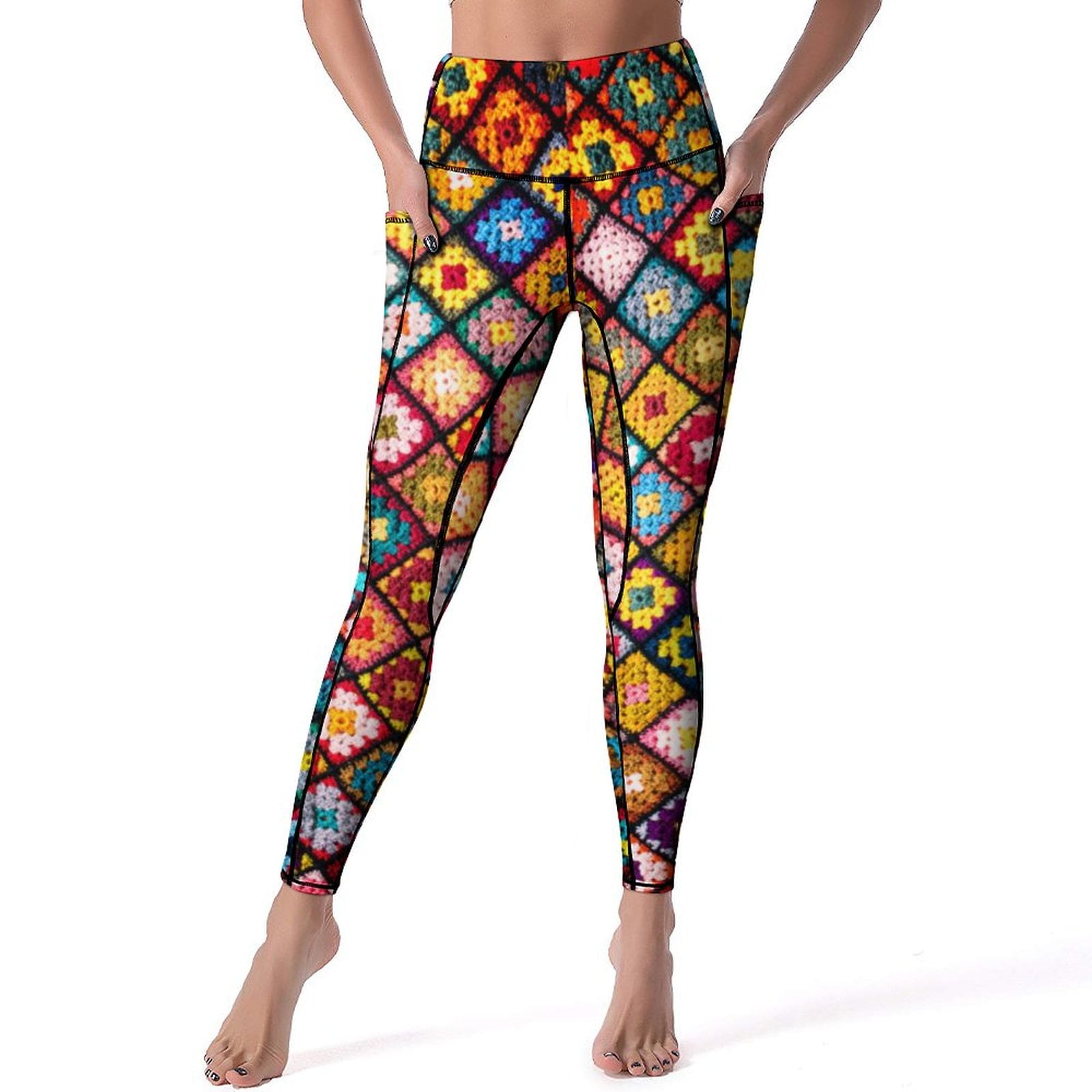 2025 Abstract Patchwork Leggings Sexy Geometric Tile Print High Waist ...
