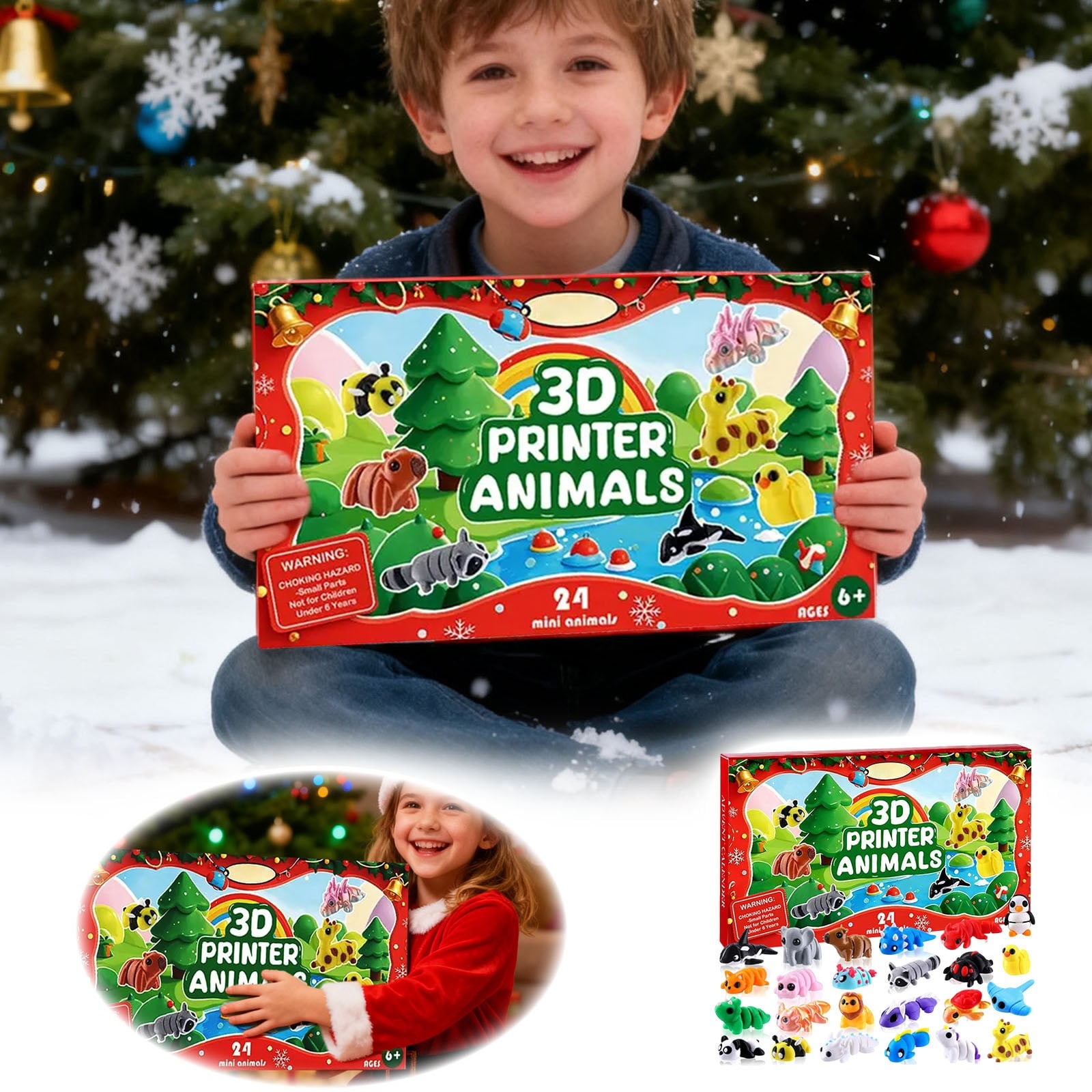 2025 Advent Calendar Countdown Set Featuring Mini 3D Printed Animal ...