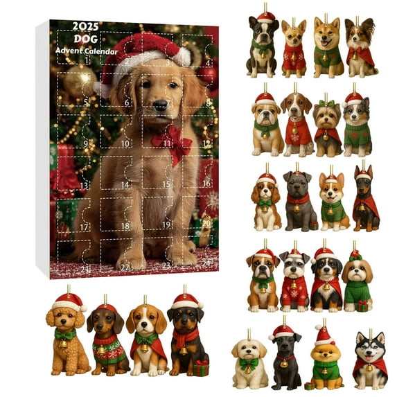 2025 Advent Calendar with 24 Unique Puppy Figures Festive Holiday ...