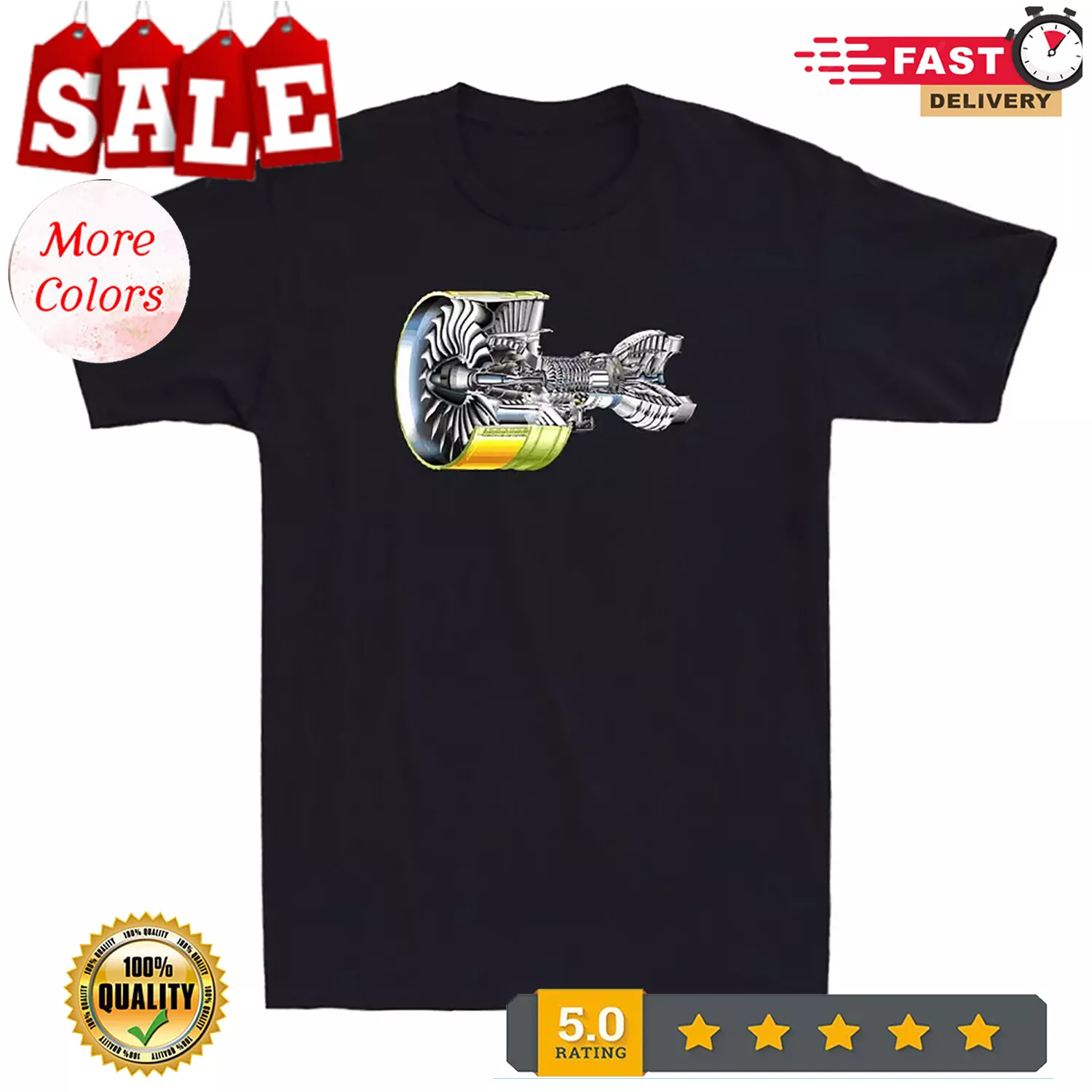 2025/Aircraft Jet Engine Realistic Airplane Pilot Lover Gift Vintage ...