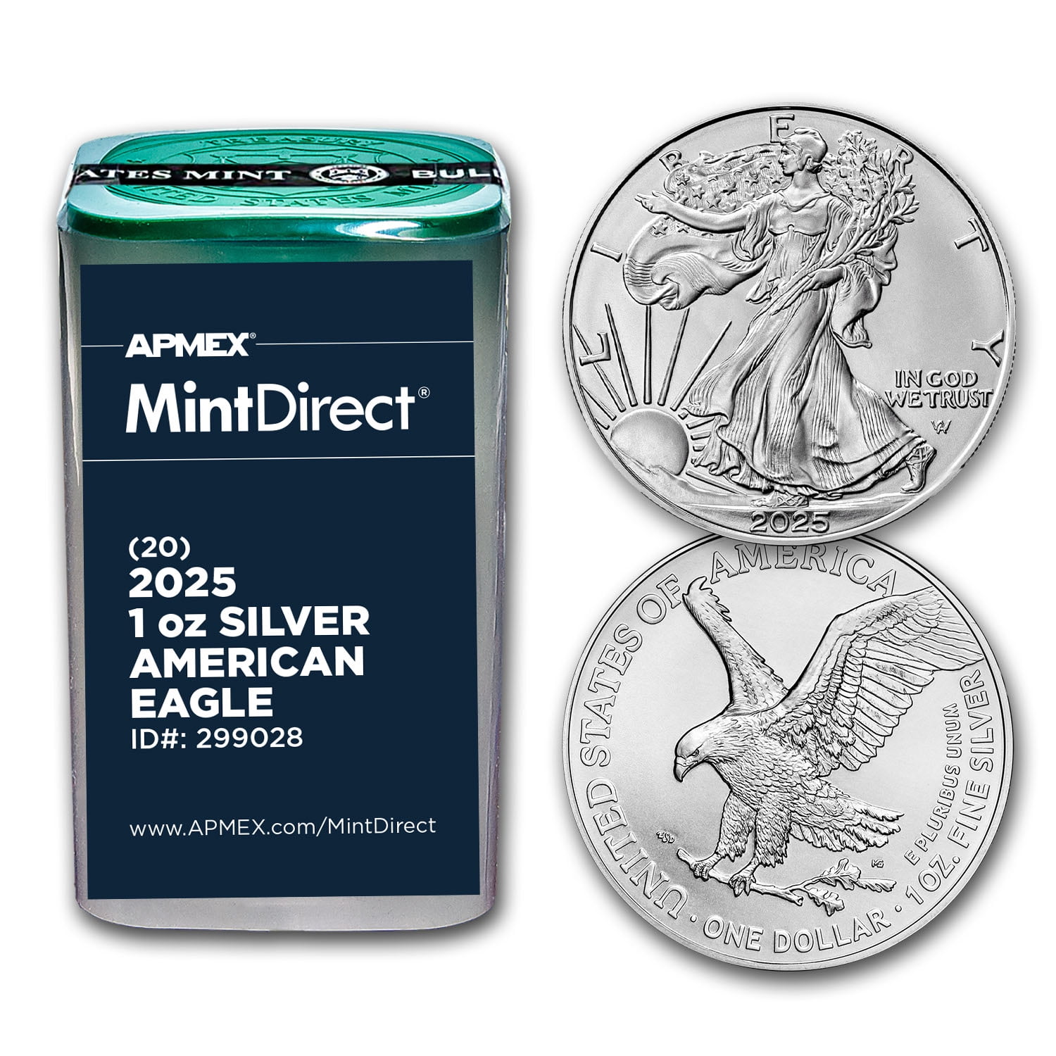 2025 American Silver Eagles (20-Coin MintDirect® Tube) - Walmart.com