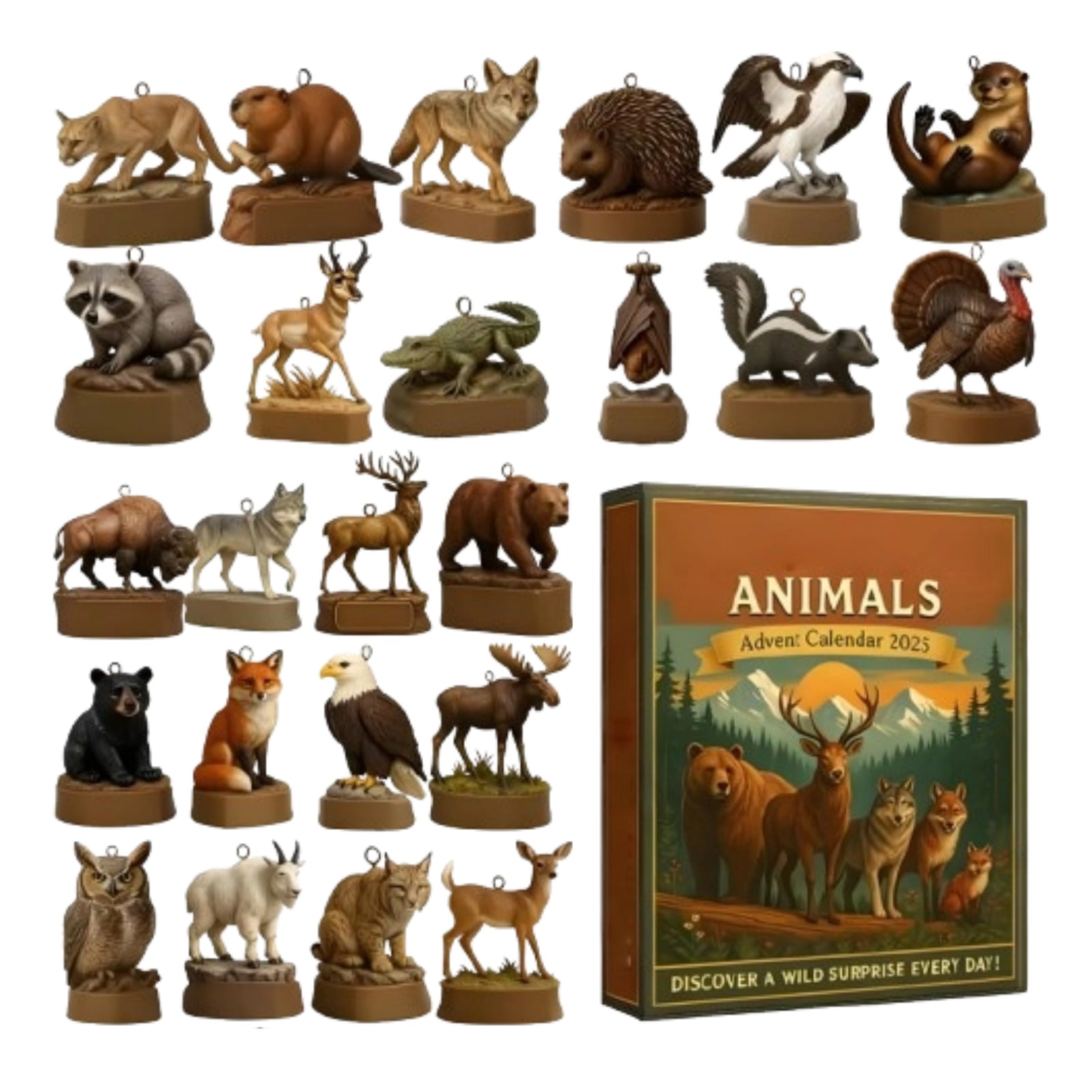 2025 Animals Advent Calendar, Lifelike Forest Animal Replicas, Festive ...