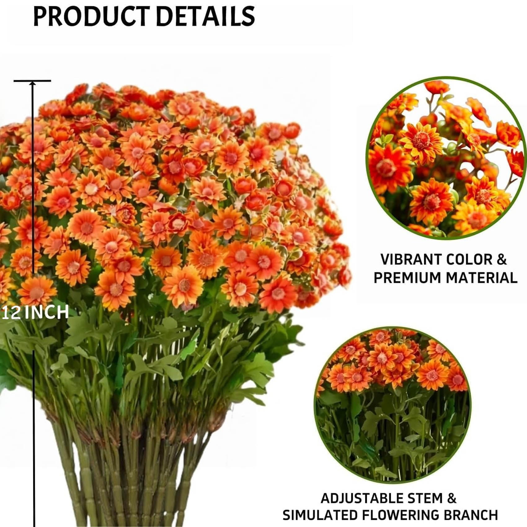 2025 Artificial Sunset Mums, Artificial Mums That Look Real - UV ...